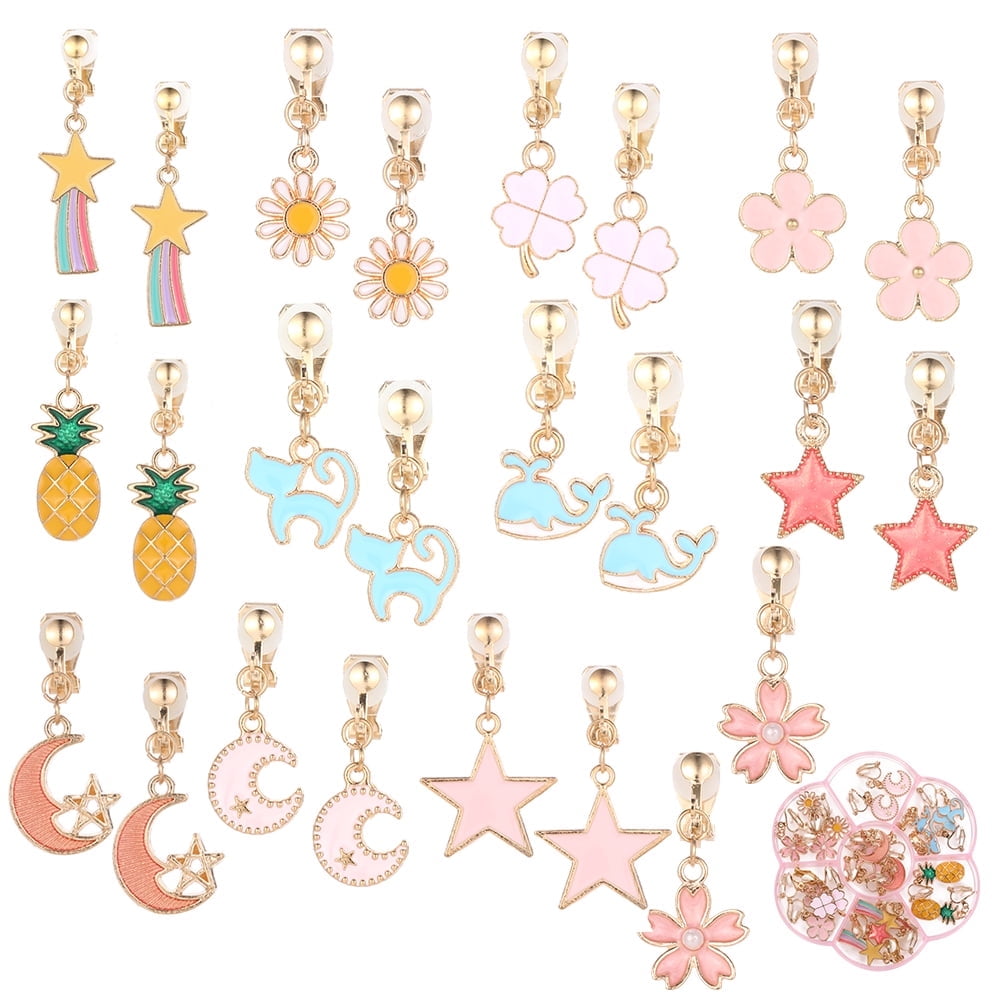 CAIDI 12-Pcs Kids Magnetic Clip Earrings, Princess Jewelry, Star ...