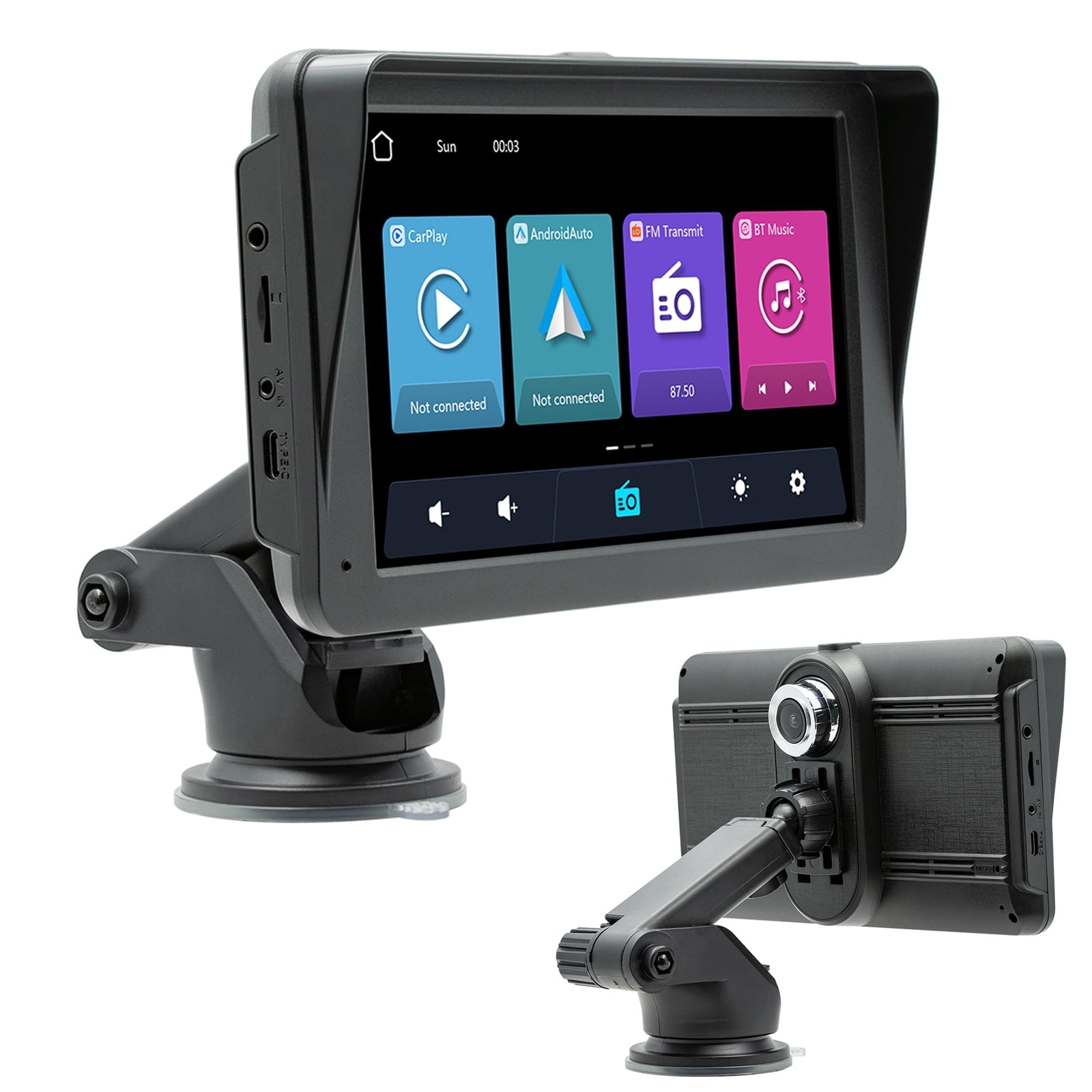 CAIHONG 7" Portable Wireless Touch Screen Apple CarPlay, Android Auto ...