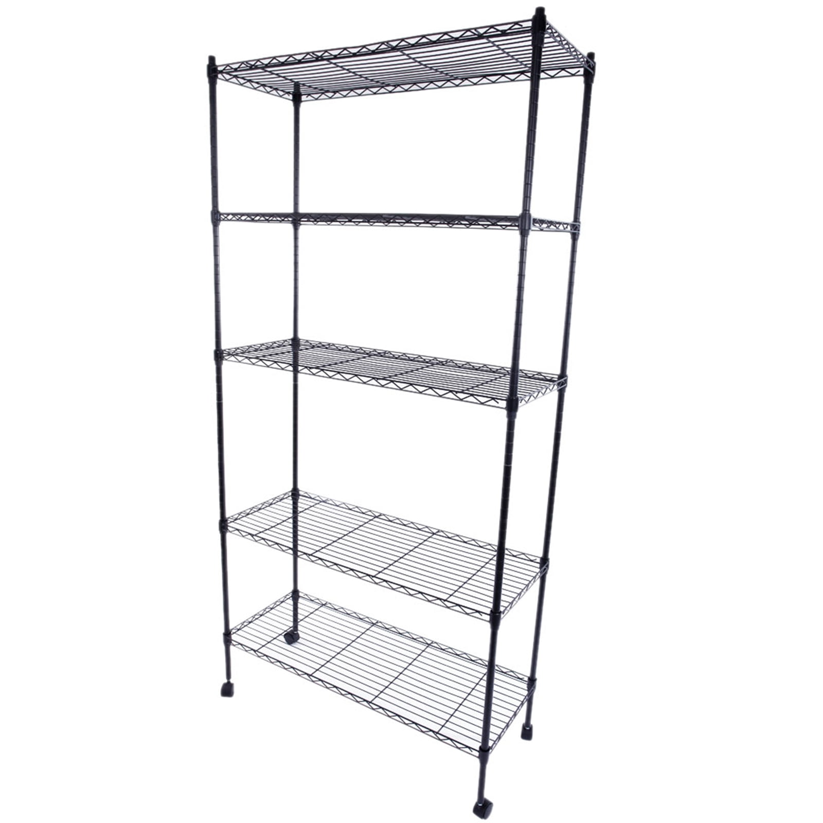 CAIHONG Heavy Duty Wire Shelving, 5-Tier Organizer with Mobile Casters ...