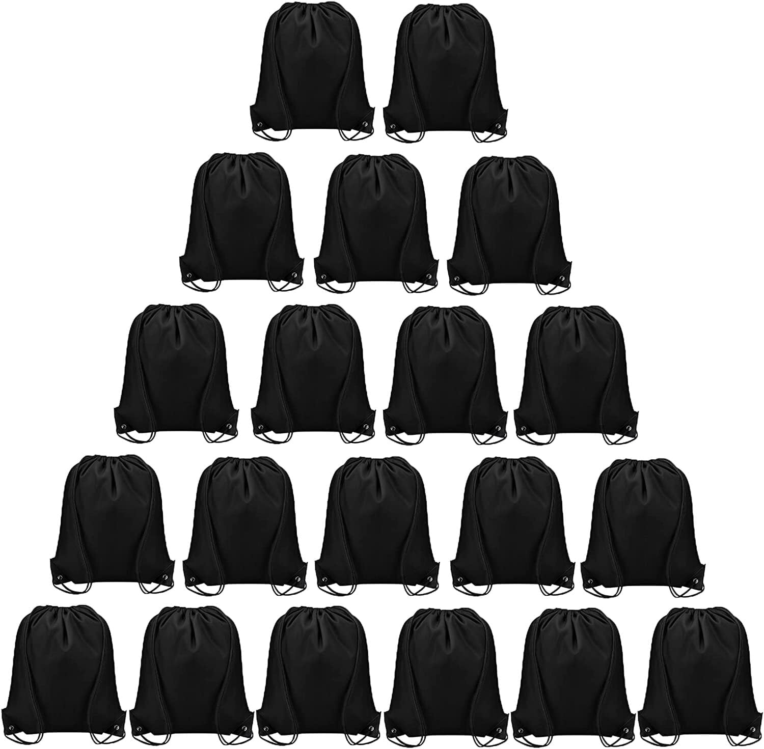 CAIHONG 20 Pcs Drawstring Backpack Multipack, Black Nylon Gym Sport ...