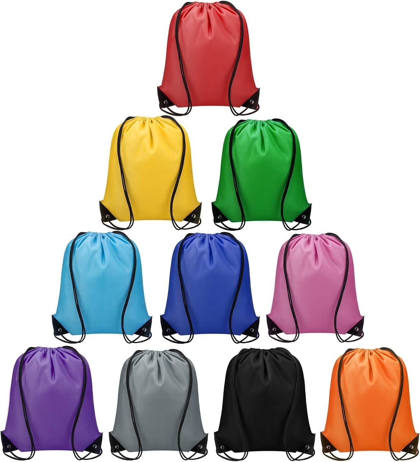 CAIHONG 10-Pack Drawstring Bags, Multipack Nylon Backpacks for Gym ...