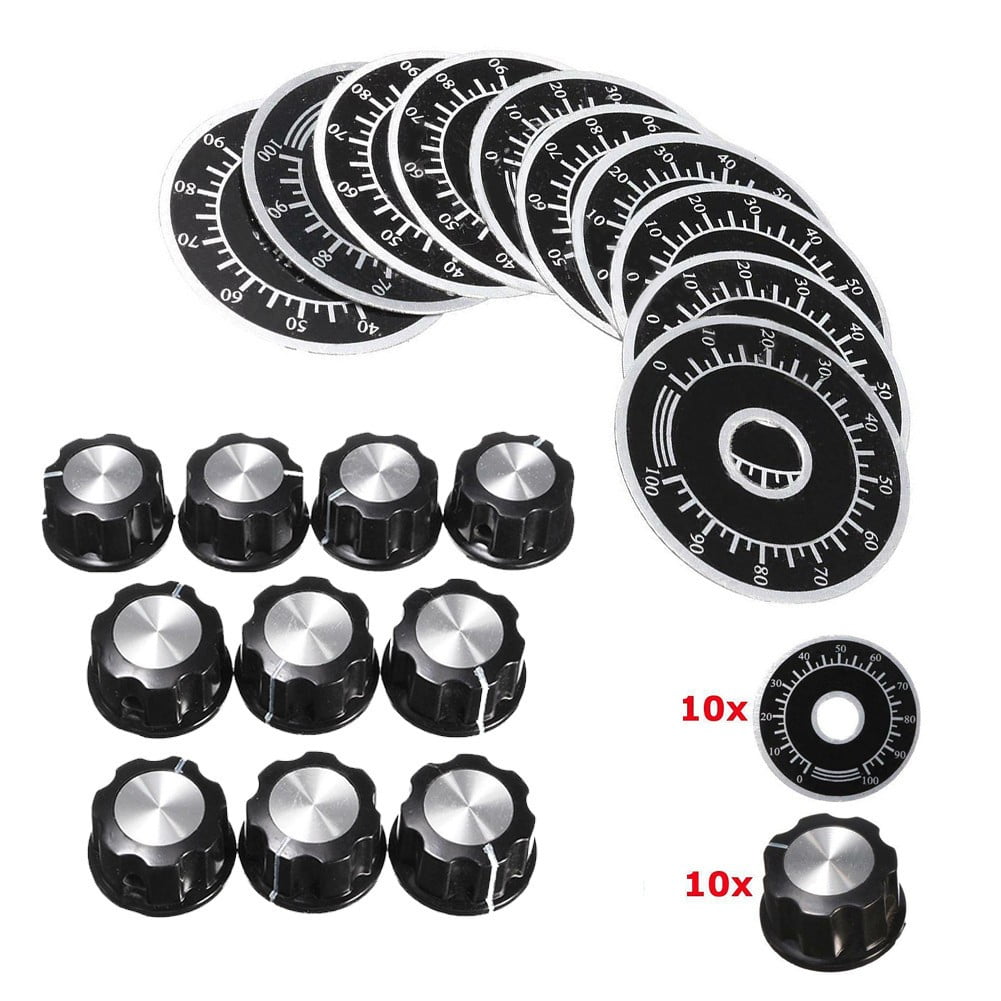 CAIJIEXI 10 X Rotary Cover Potentiometer Knobs with 10x Counting Dial 0 ...