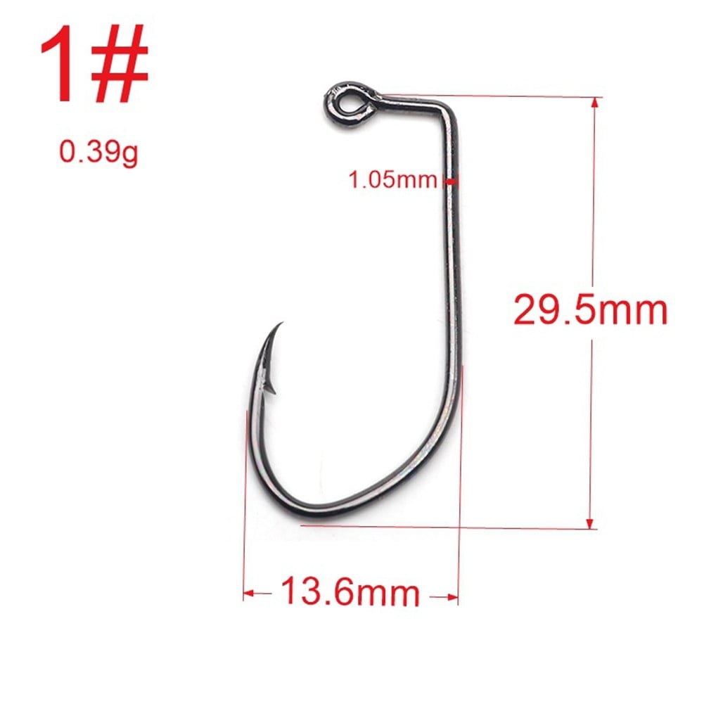 CAIJIEXI 100pcs Fishing Hooks V Bend 90 Degree Aberdeen Offset Jig Fly ...