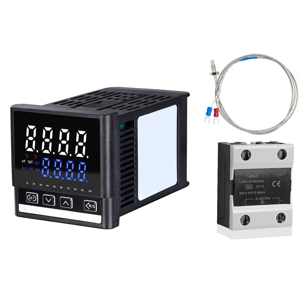 CAIJIEXI 220V Temperature Controller Kit,K-Type Thermocouple,40Da Solid State Relay Pid ...