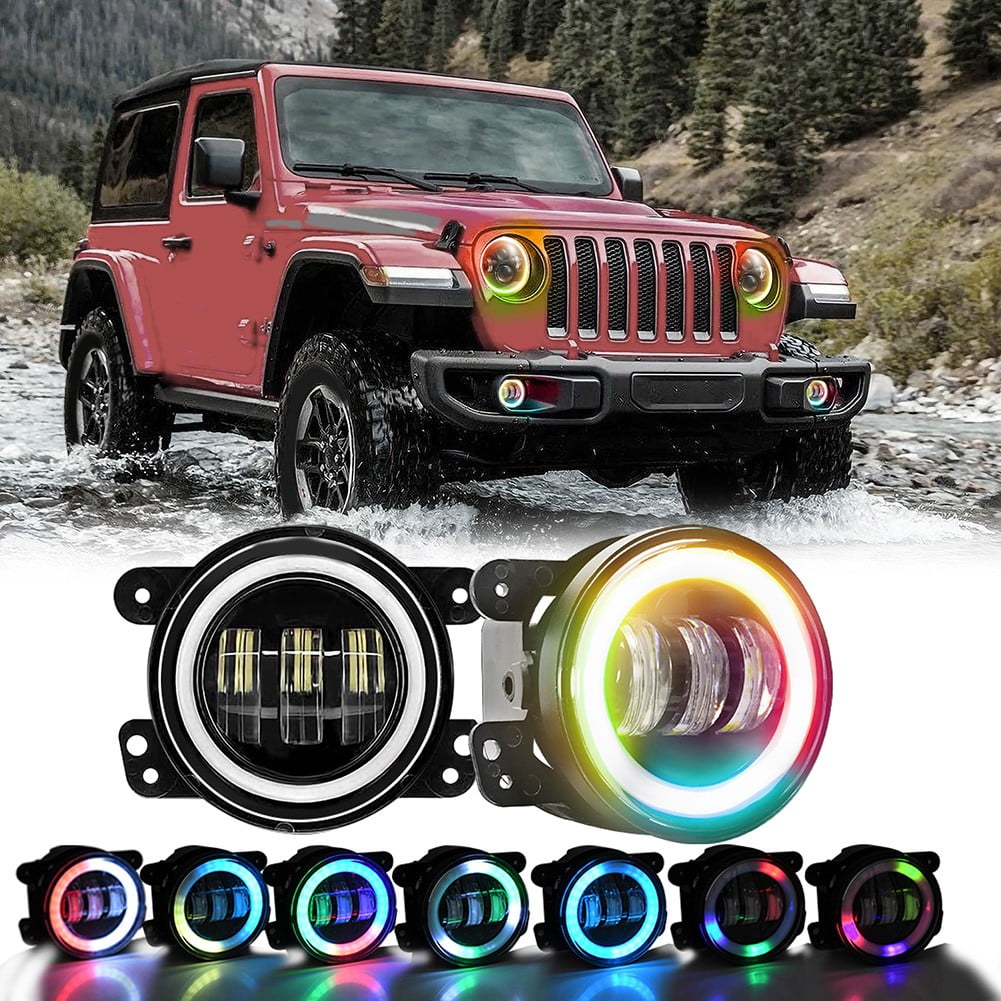 CAIJIEXI 2pcs/set 4 Inch Car RGB Fog Lights Dazzling Angel Eyes Off ...