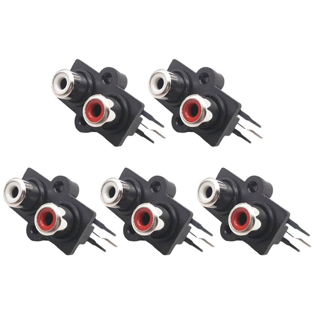 CAIJIEXI 5 PCS RCA Connector 2 Holes Stereo Audio Jack AV Audio Female ...