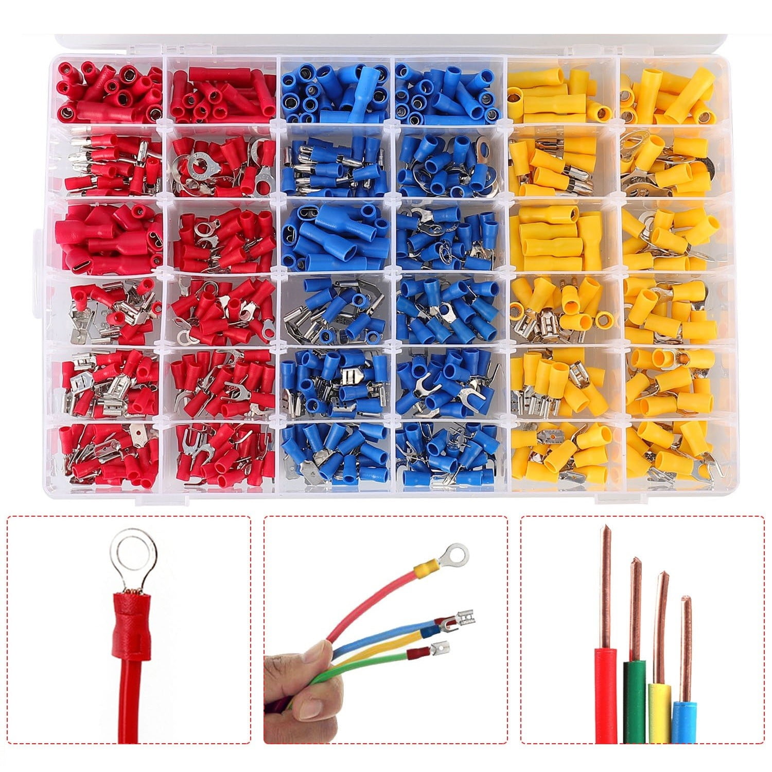 CAIJIEXI 580pcs Cable Lug Set - 36 Types Cable Lugs Waterproof Cold ...