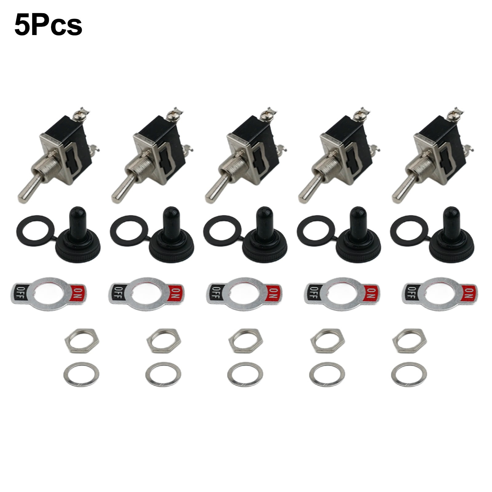 CAIJIEXI 5X Heavy Duty Boat Rocker Toggle Switches 250V 2 Pin Spst On ...