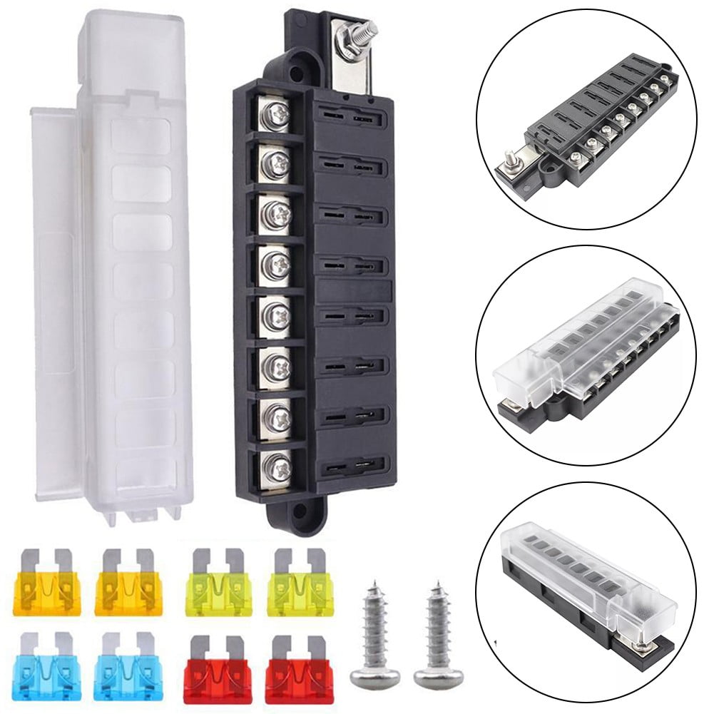 CAIJIEXI 8 Gang Fuse Box Positive Block 12v 24v Terminal Holder Circuit ...