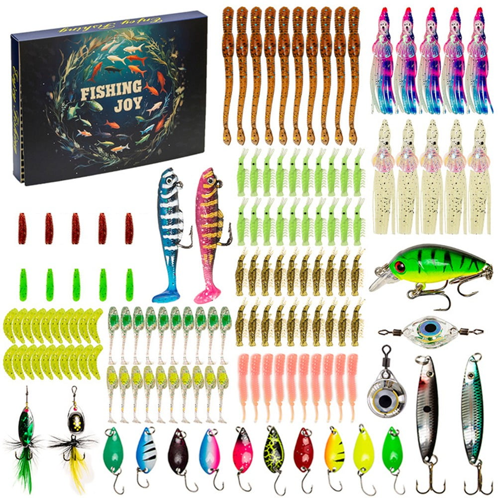 CAIJIEXI Advent Calendar Fishing Lure Set Fishing Tools 2 Fish Lures 30 ...