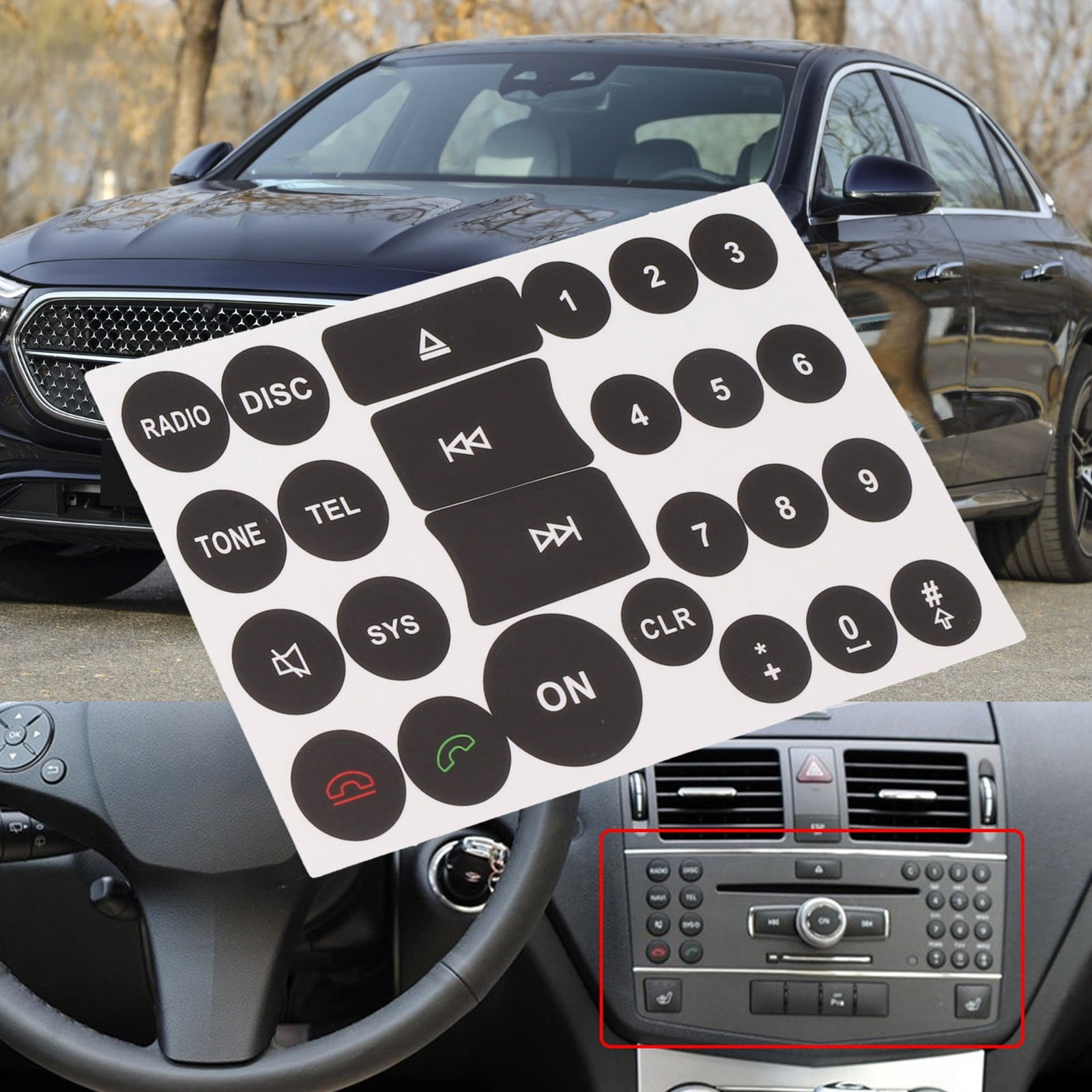 CAIJIEXI Car Radio Button Repair Sticker for Mercedes-Benz C E Glk W ...