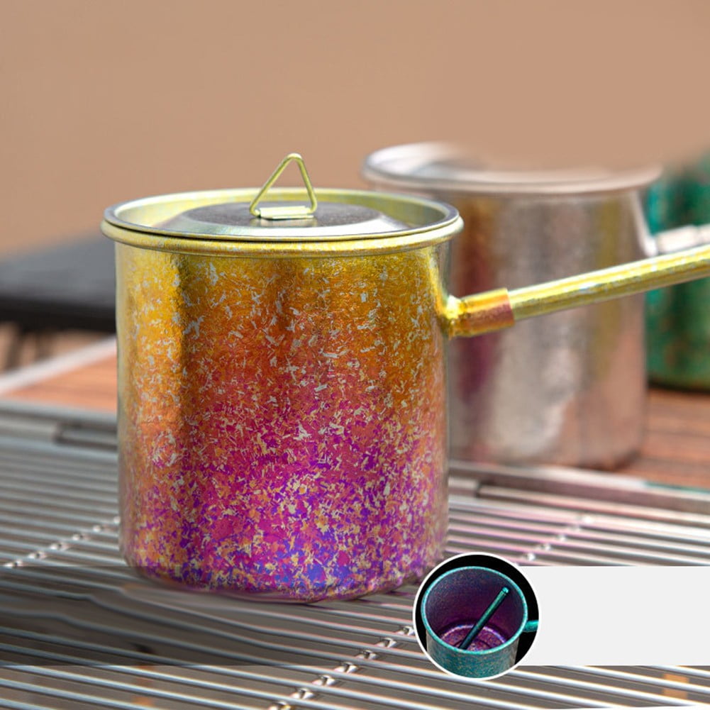 CAIJIEXI Pure Ti Outdoor Boiling Cup Tea Boiling Tea with Cover Camping ...