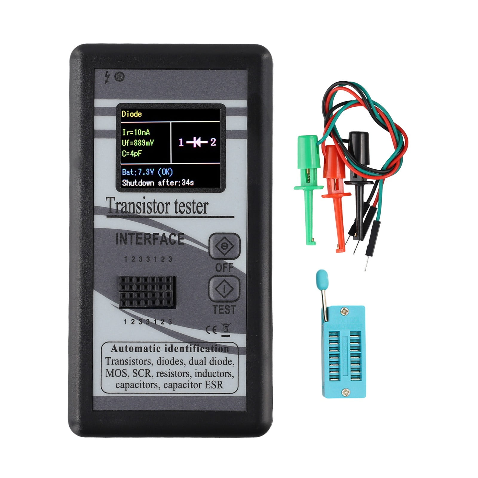 CAIJIEXI Transistor Capacitor Tester for NPN PNP Transistors and MOSFET ...