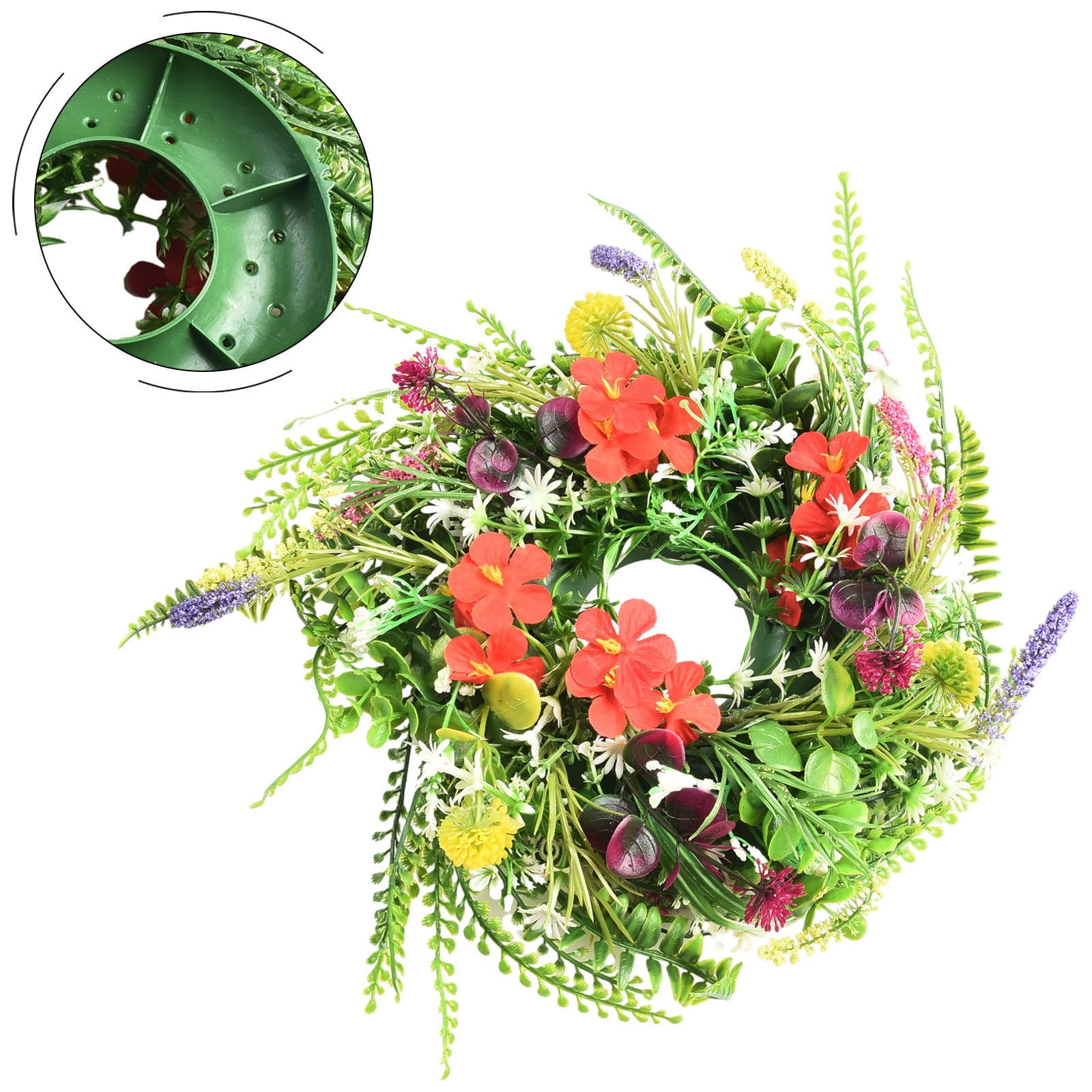 CAIJIEXI Wildflower Wreath Fake Spring Plastic Branch Wreath Simulation ...