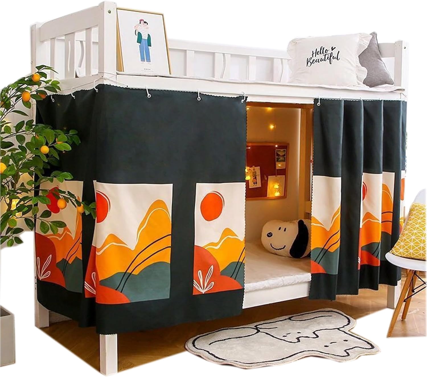 CAILDANL 1 Panel,Bottom Bunk Bed Blackout Curtains Cloth Bed Canopy Men ...