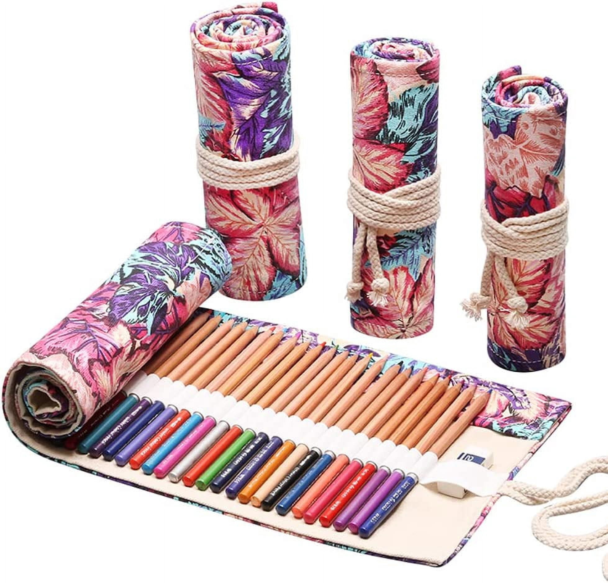 CAILDANL 24/36/72 Slots Pencil Wrap Pencil Rolls, Artist Colored ...