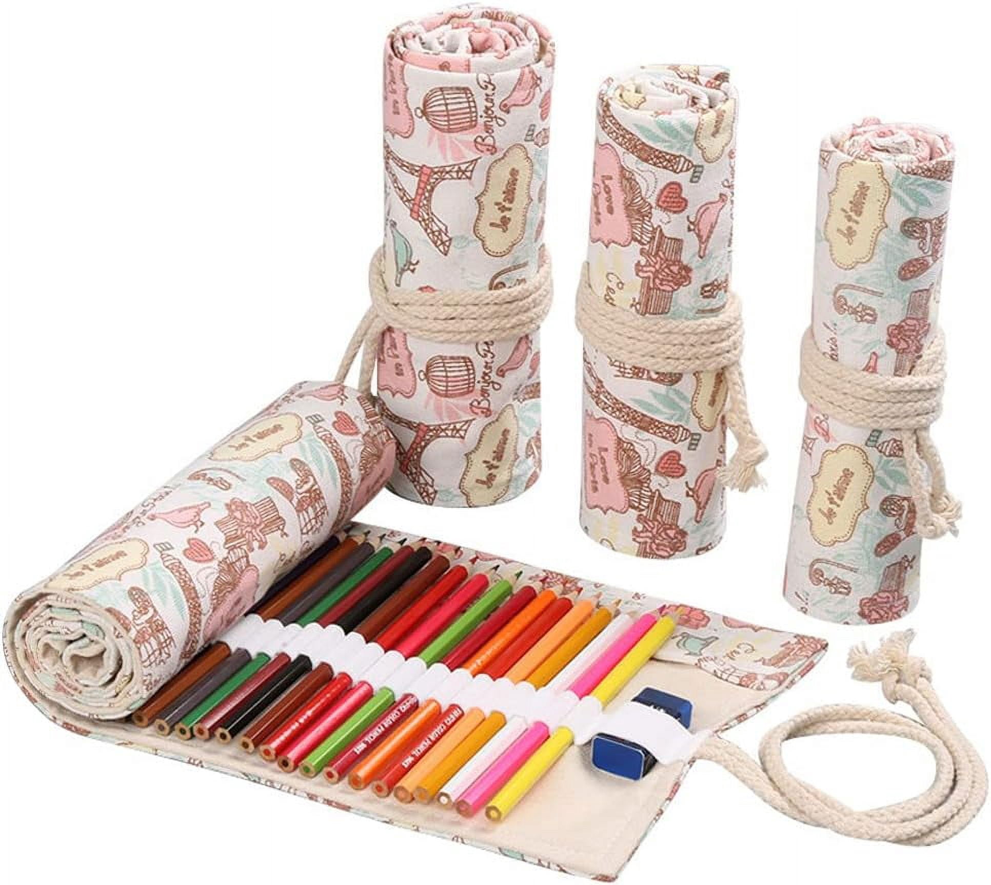 CAILDANL 24/36/72 Slots Pencil Wrap Pencil Rolls, Artist Colored ...