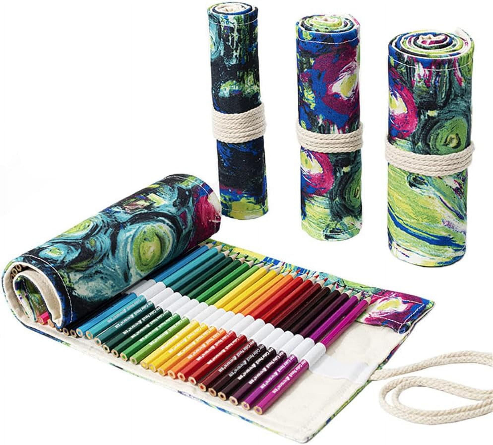 CAILDANL 24/36/72 Slots Pencil Wrap Pencil Rolls, Artist Colored ...