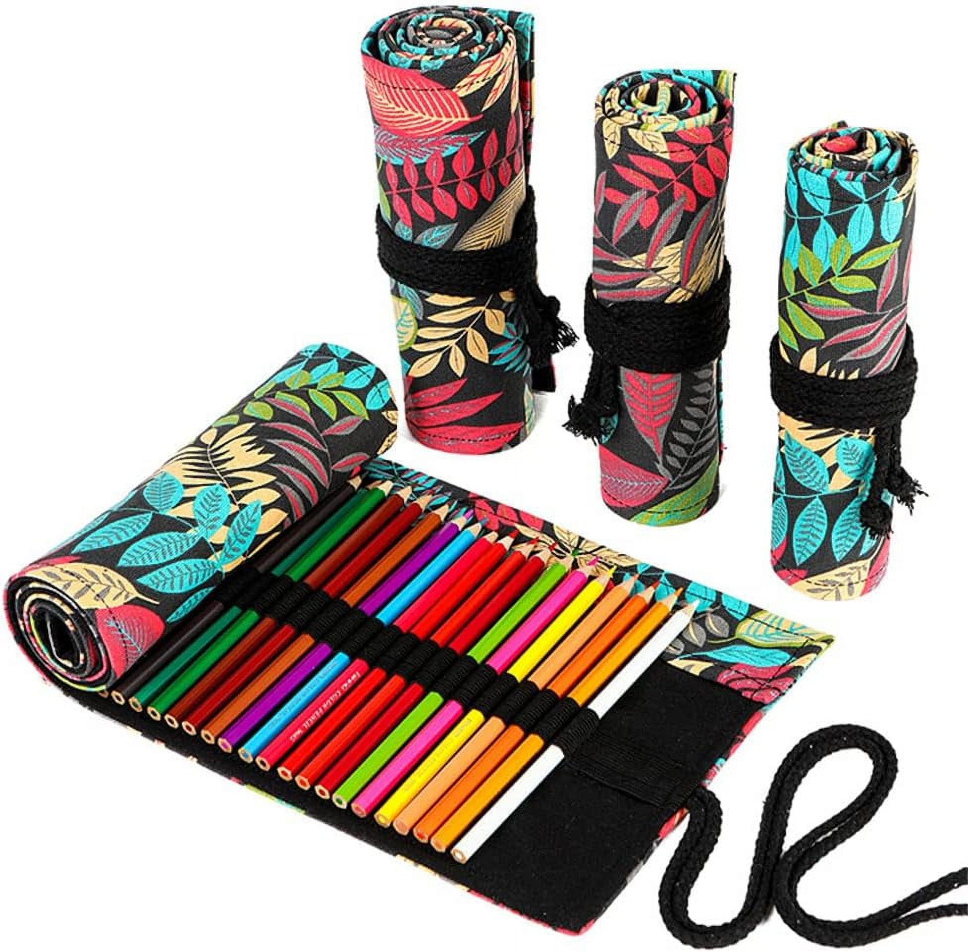 CAILDANL 24/36/72 Slots Pencil Wrap Pencil Rolls, Artist Colored ...