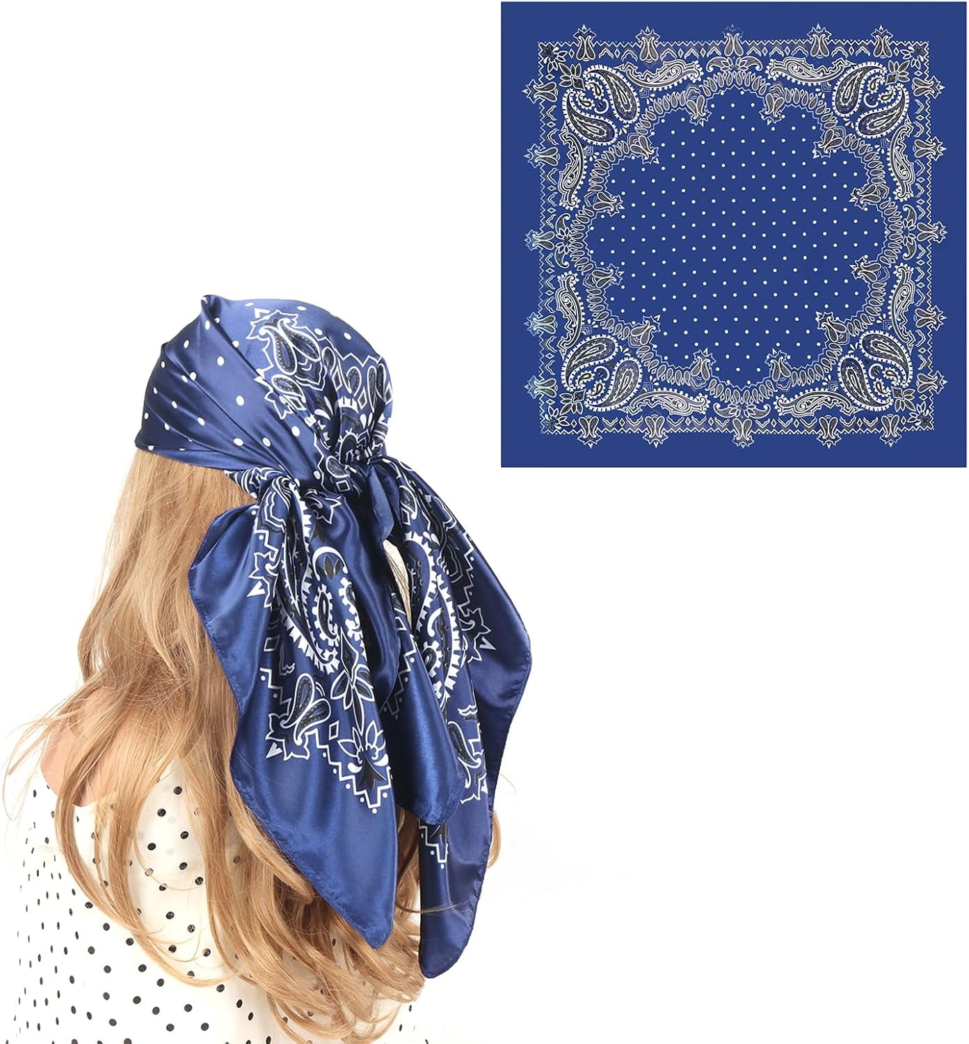 CAILDANL 35 Inches Silk Head Scarf-Satin Hair Scarves Silk Bandana ...