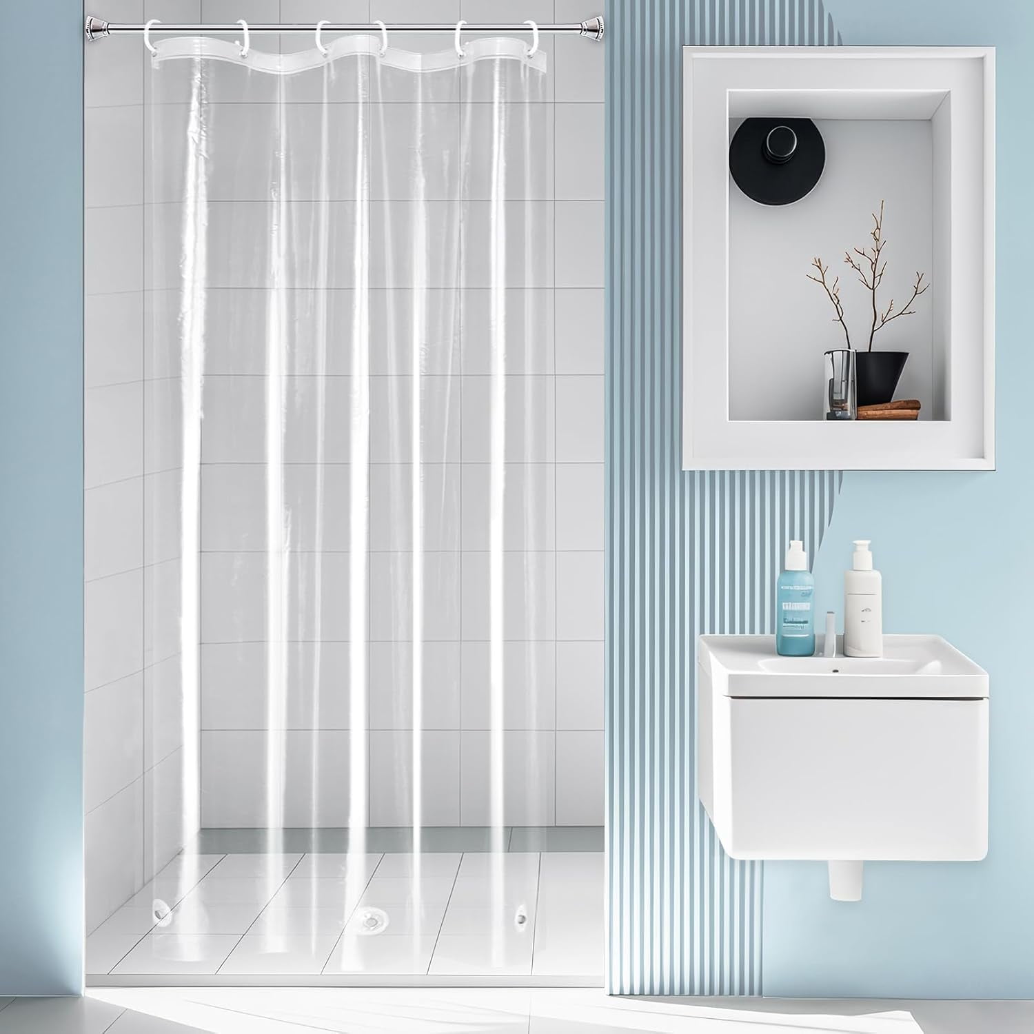 CAILDANL 9G Clear Extra Long Shower Curtain Liner 72 x 84 inches Long ...
