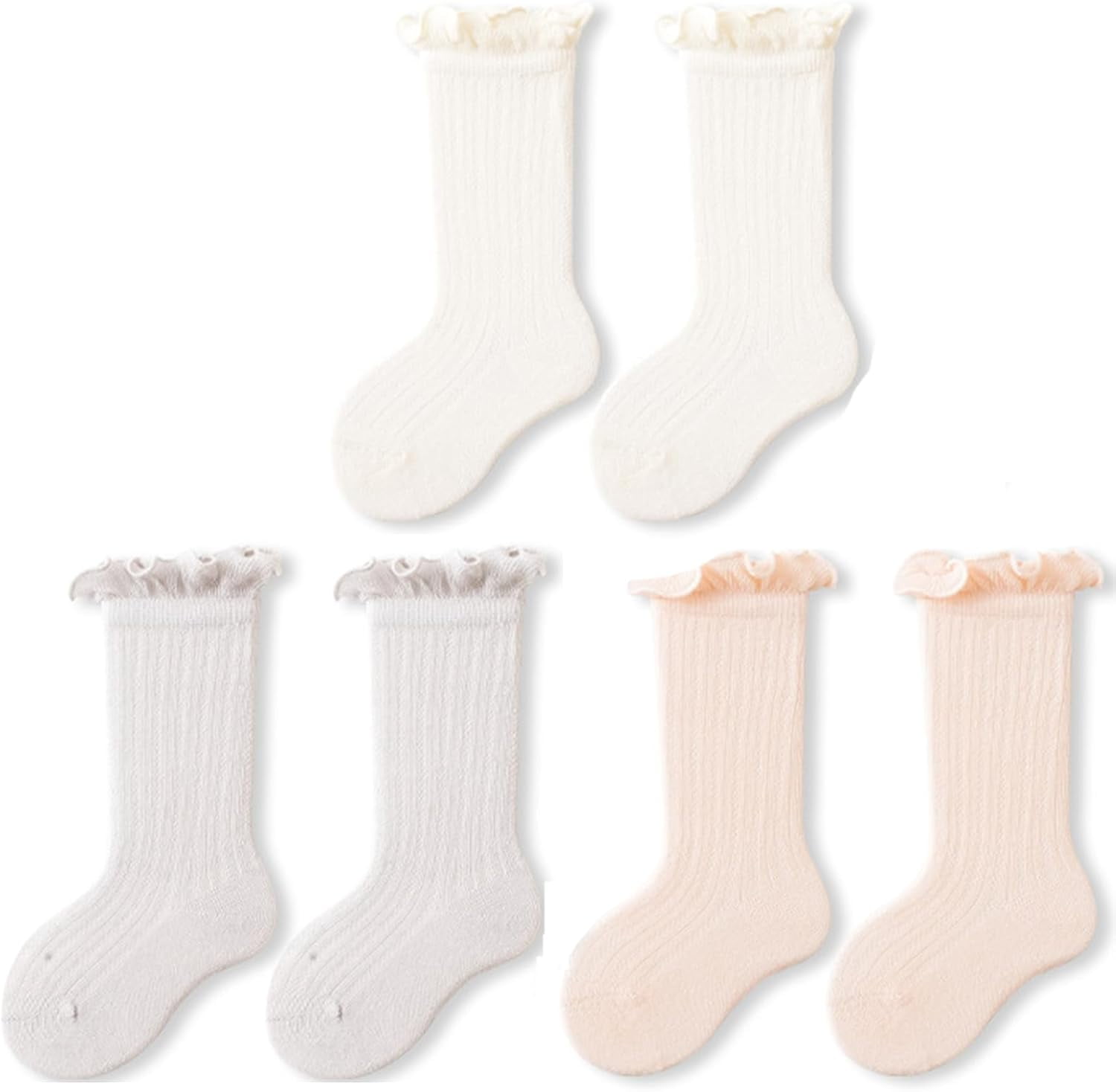 CAILDANL Baby Knee High Socks Non Slip Grip Ankle Socks Ruffled Long ...