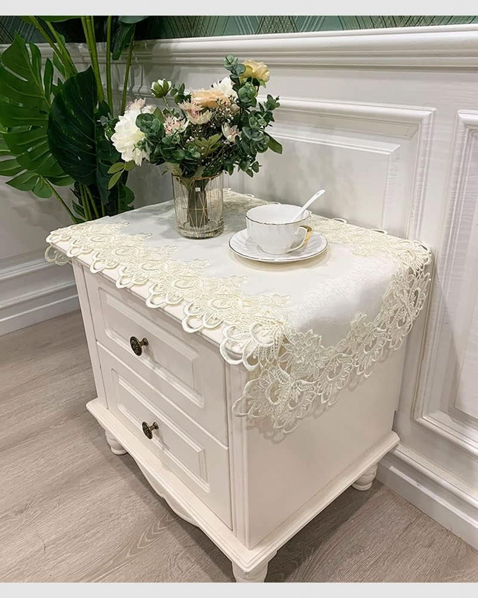 CAILDANL Bedside Tablecloth Lace Doilies for Side Table Cloth Runner ...