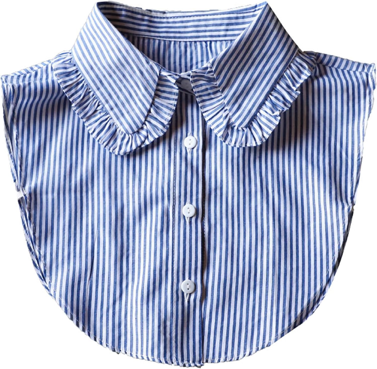 CAILDANL Blue Striped Detachable Collar Shirt,Half Blouse False Collar ...