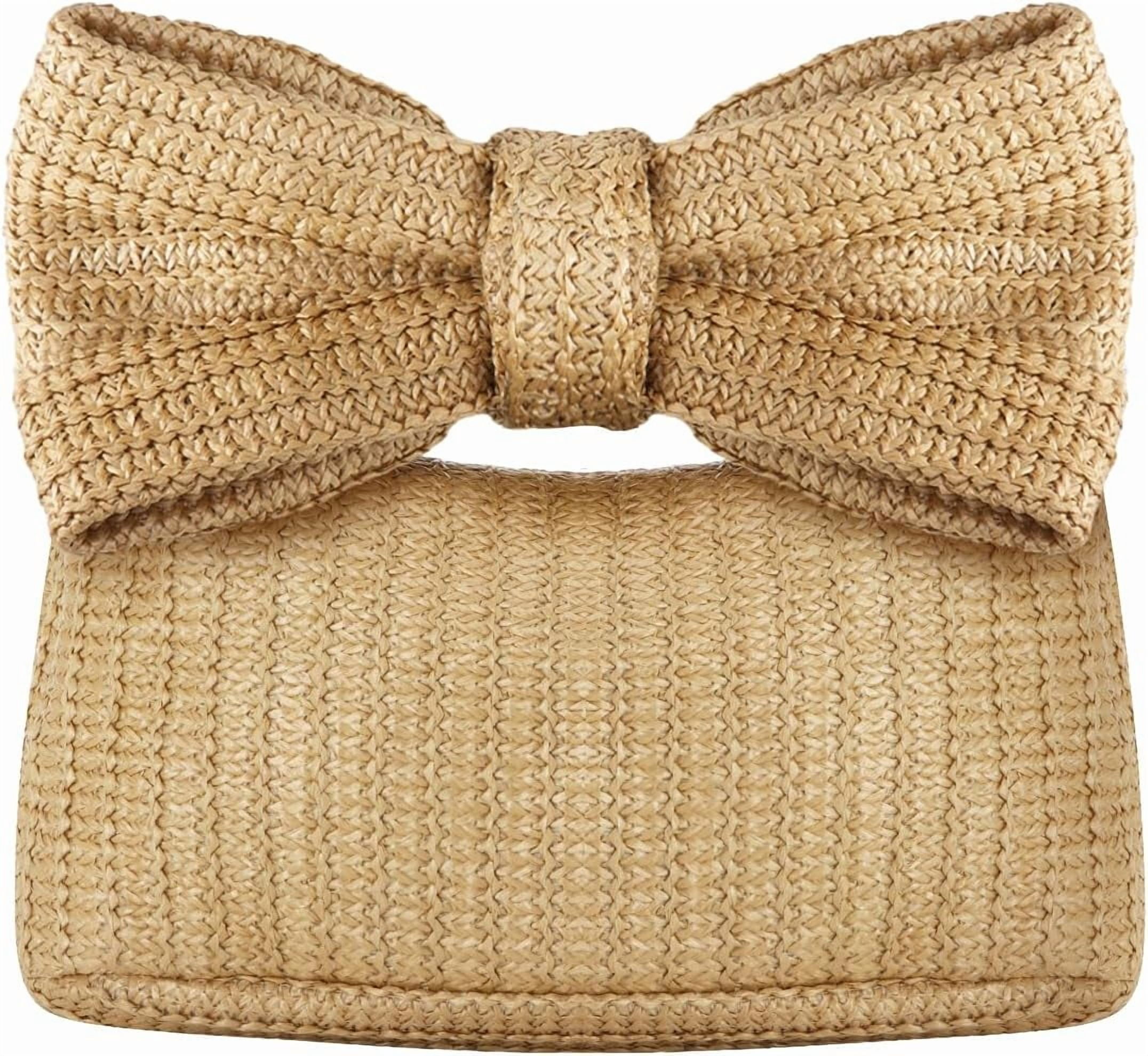 CAILDANL Bow Straw Clutch Purses for Women Summer Woven Rattan Handbags ...