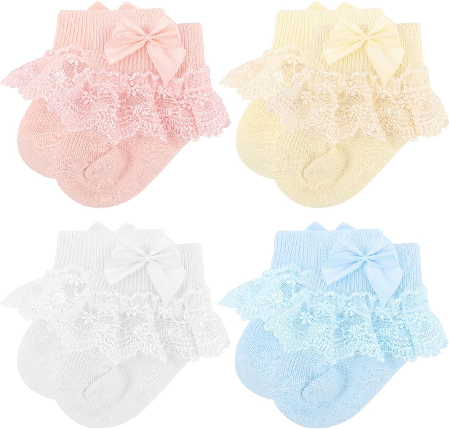 CAILDANL CAILDANL Baby Girls Socks Eyelet Ruffle Lace Sock Baby Socks ...