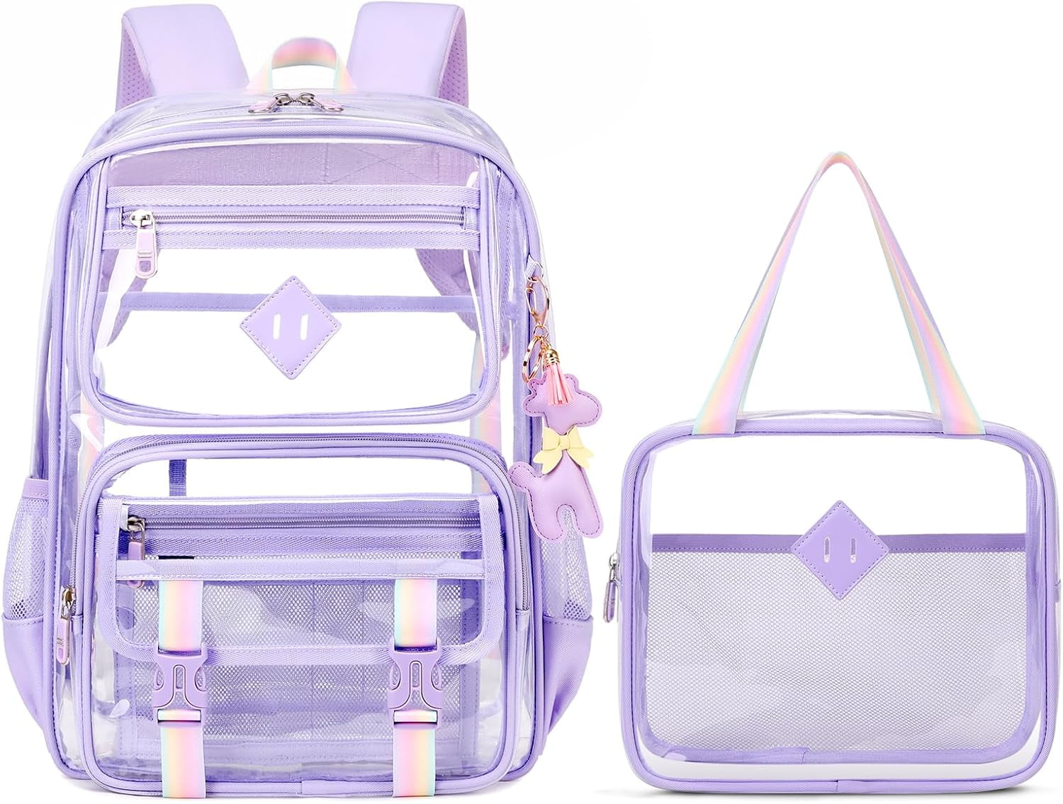 CAILDANL Clear Backpack for School, PVC Clear Bookbag Heavy Duty ...