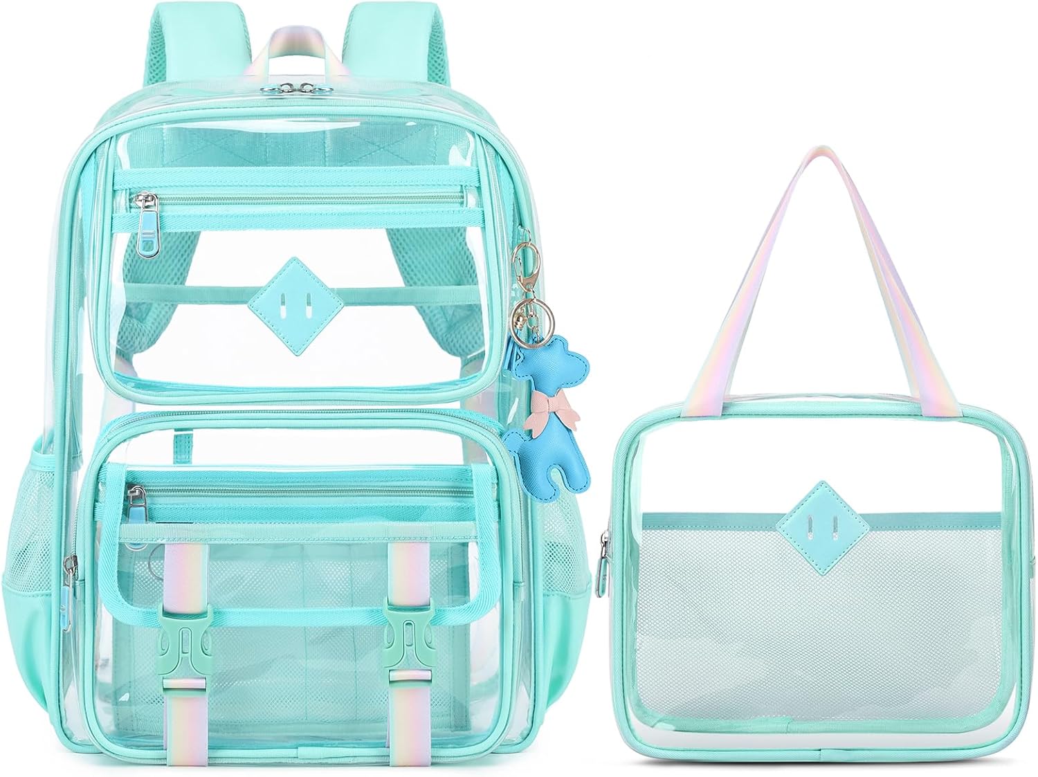 CAILDANL Clear Backpack for School, PVC Clear Bookbag Heavy Duty ...