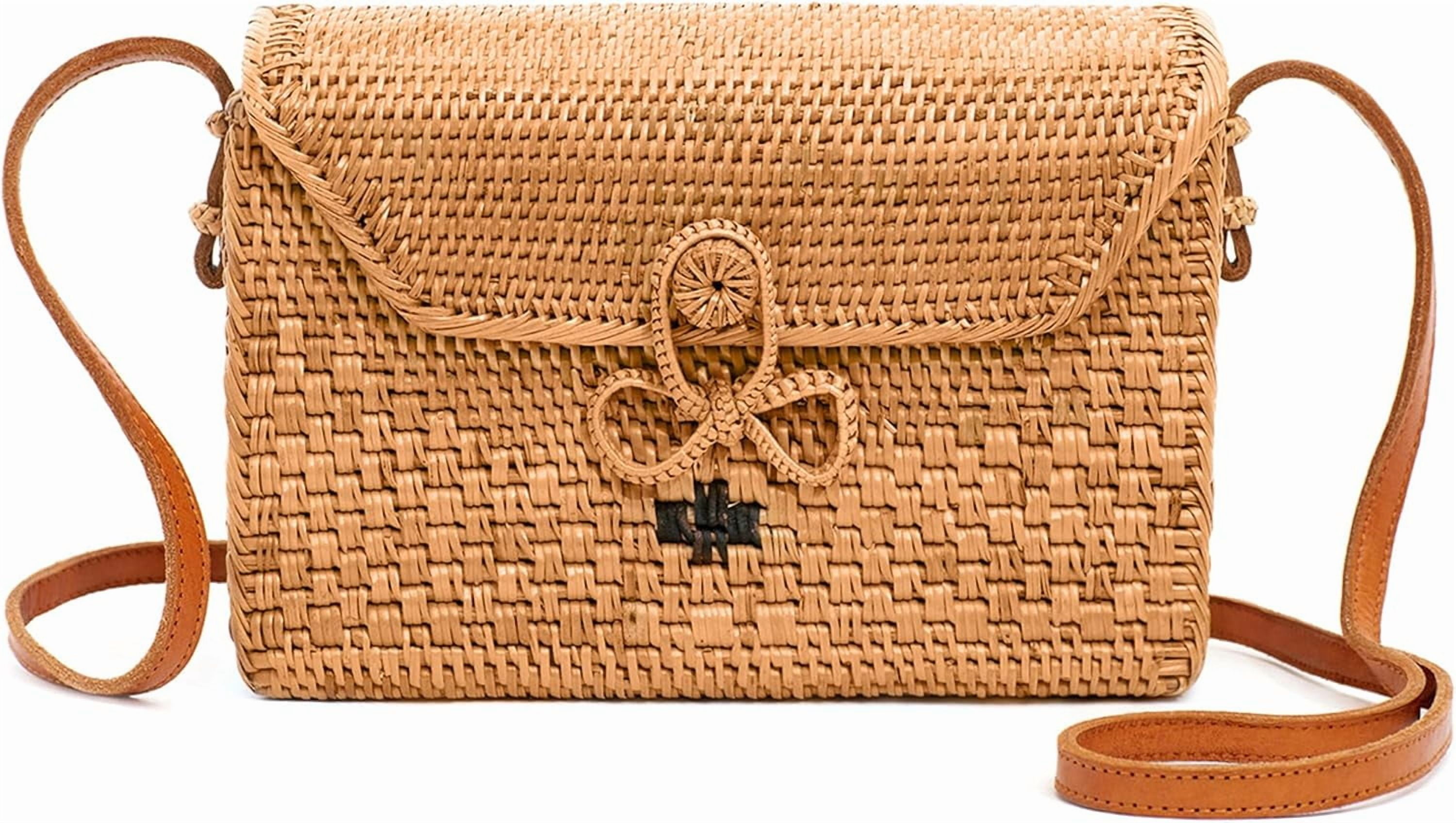 CAILDANL Crafts Round Rattan Bag for Women - Handmade Ata Wicker Woven ...