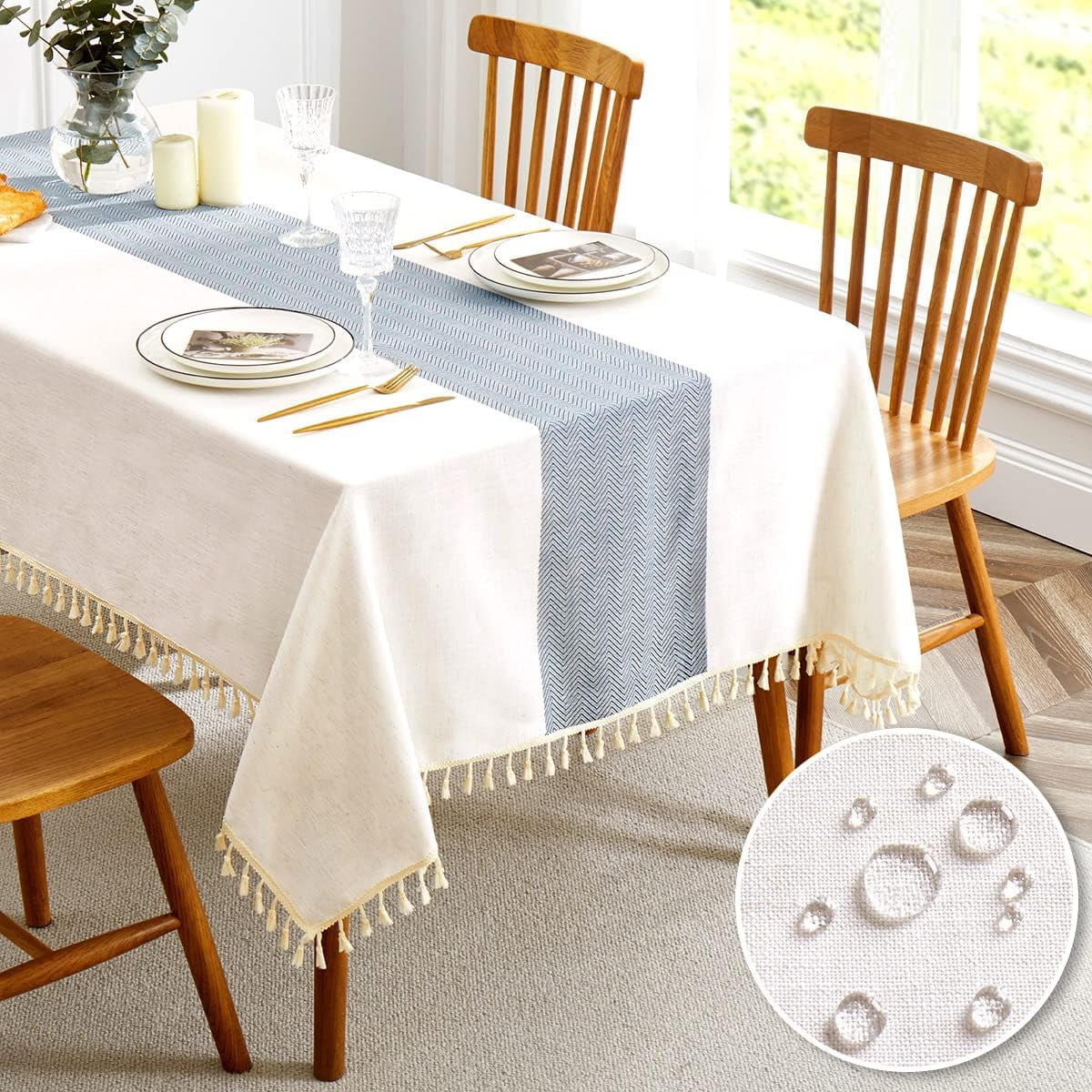 CAILDANL Embroidered Tablecloth for Dining Table,Dust Proof Spillproof ...