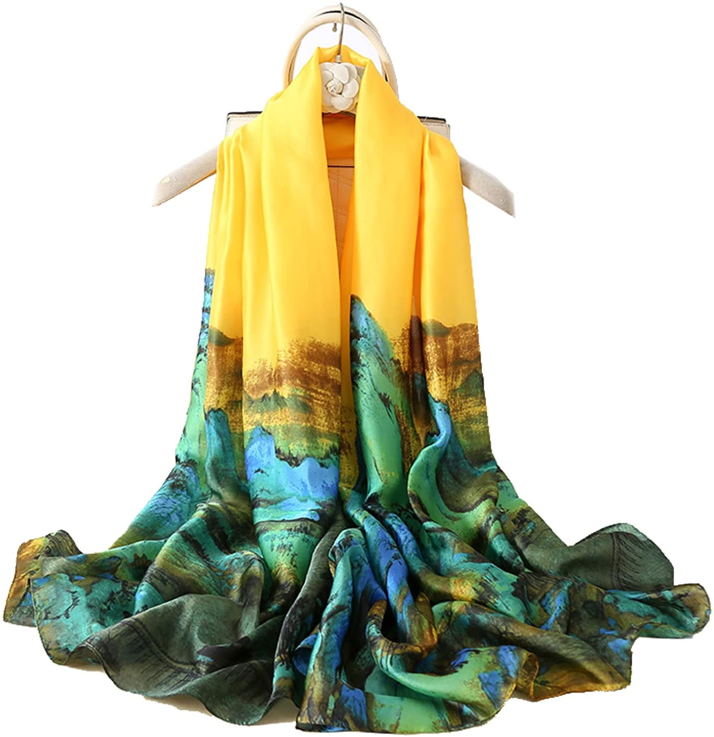 CAILDANL Fashion Scarves Scarf 100% Silk Feeling Scarf Silk Like Scarves Long Lightweight ...