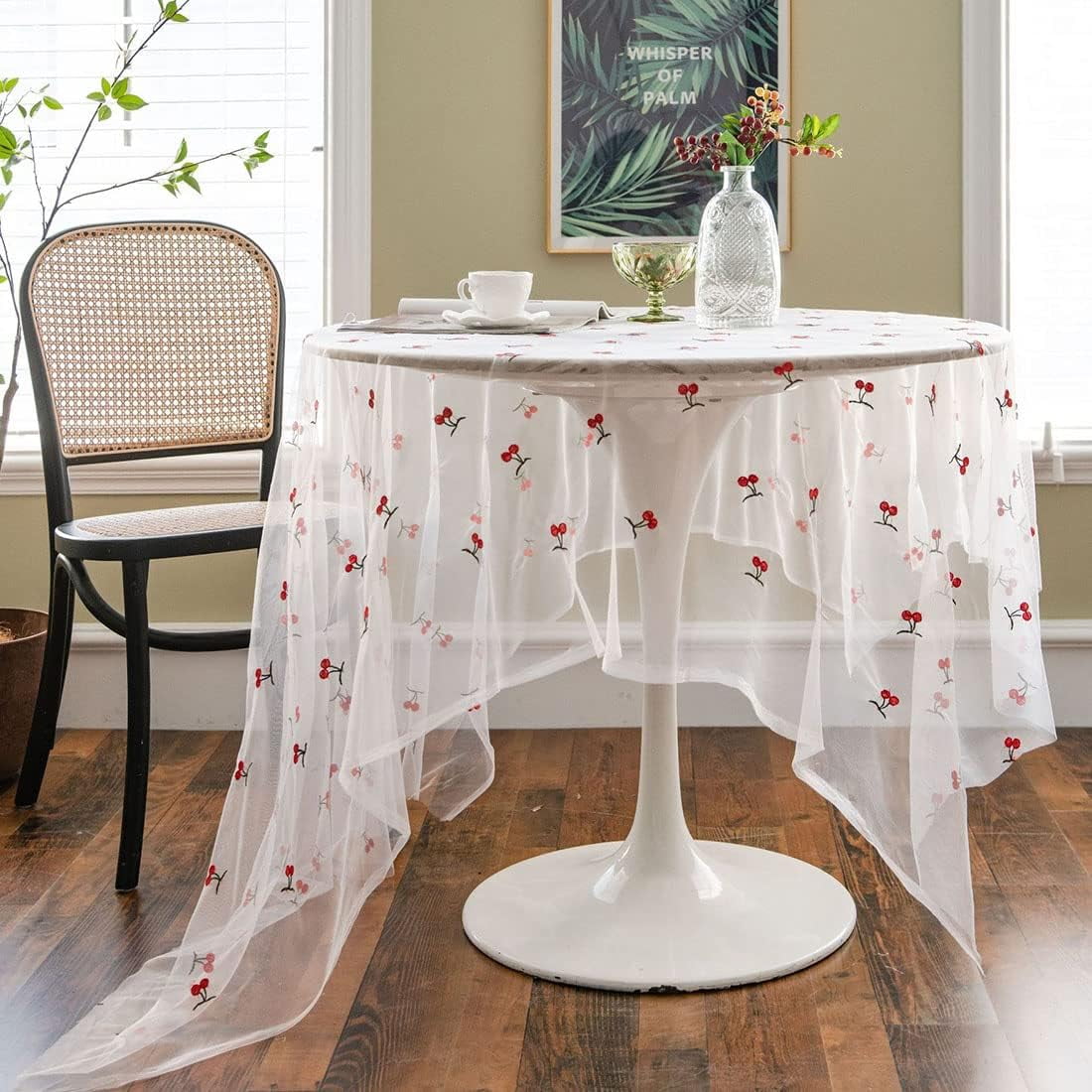 CAILDANL Floral Embroidery Lace Tablecloth Colorful Embroidered Lace ...