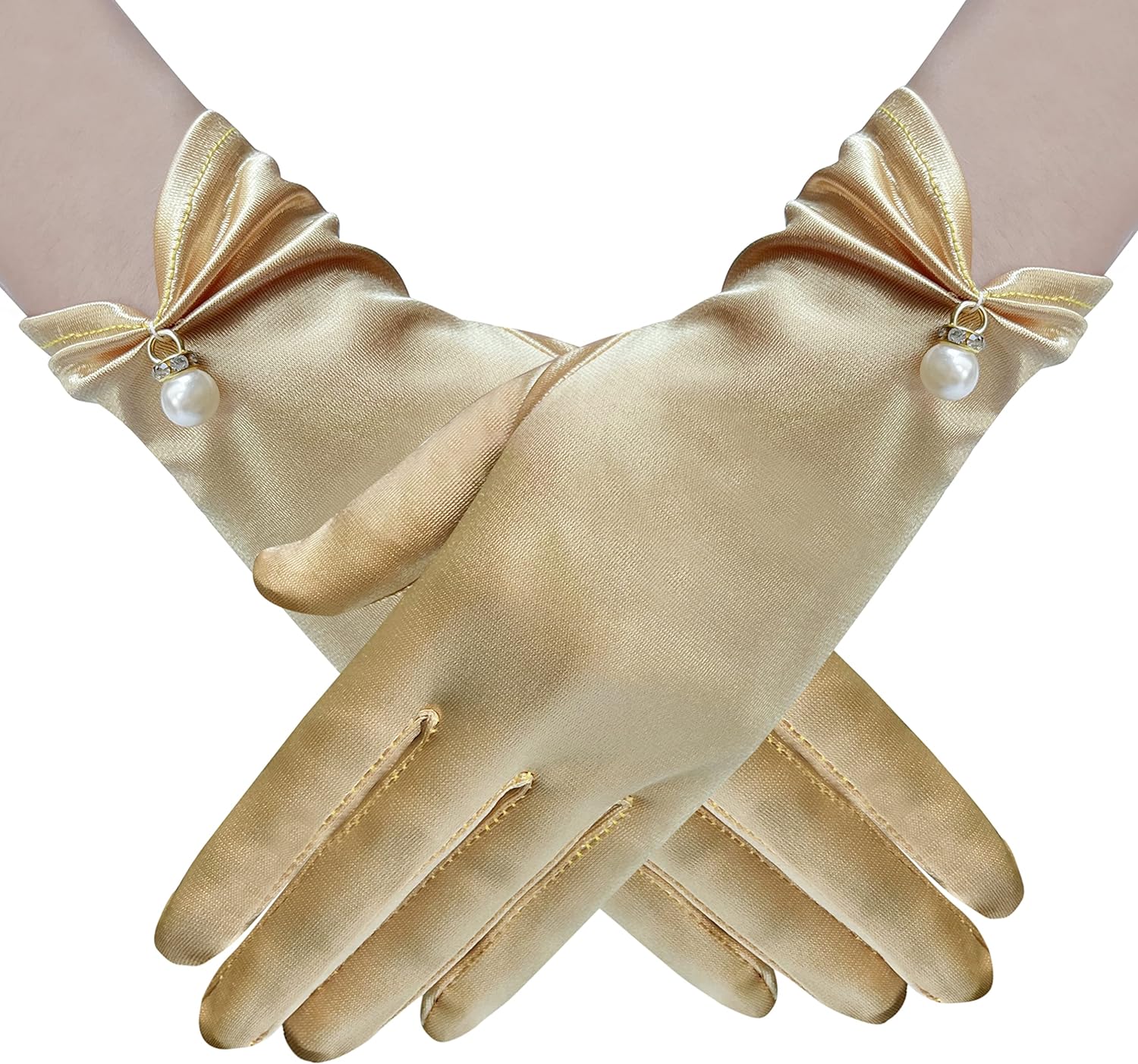 CAILDANL Floral Lace Gloves for Bridal Elegant Short Wrist Gloves for ...