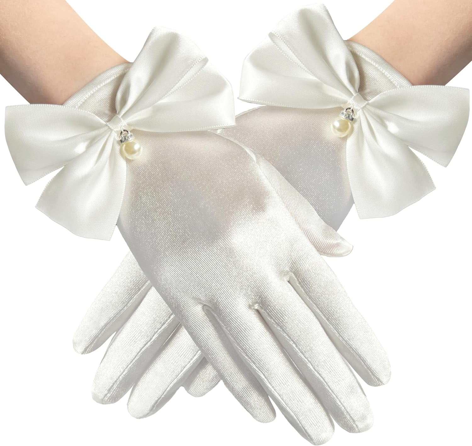 CAILDANL Floral Lace Gloves for Bridal Elegant Short Wrist Gloves for ...
