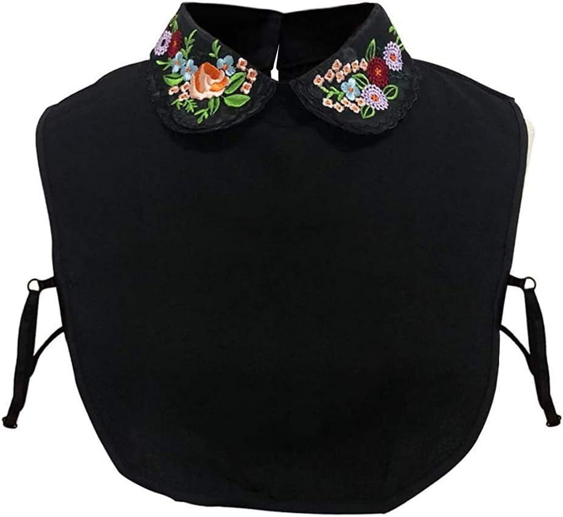 CAILDANL Lace Chiffon Detachable Blouse False Collar Embroidery Flower ...