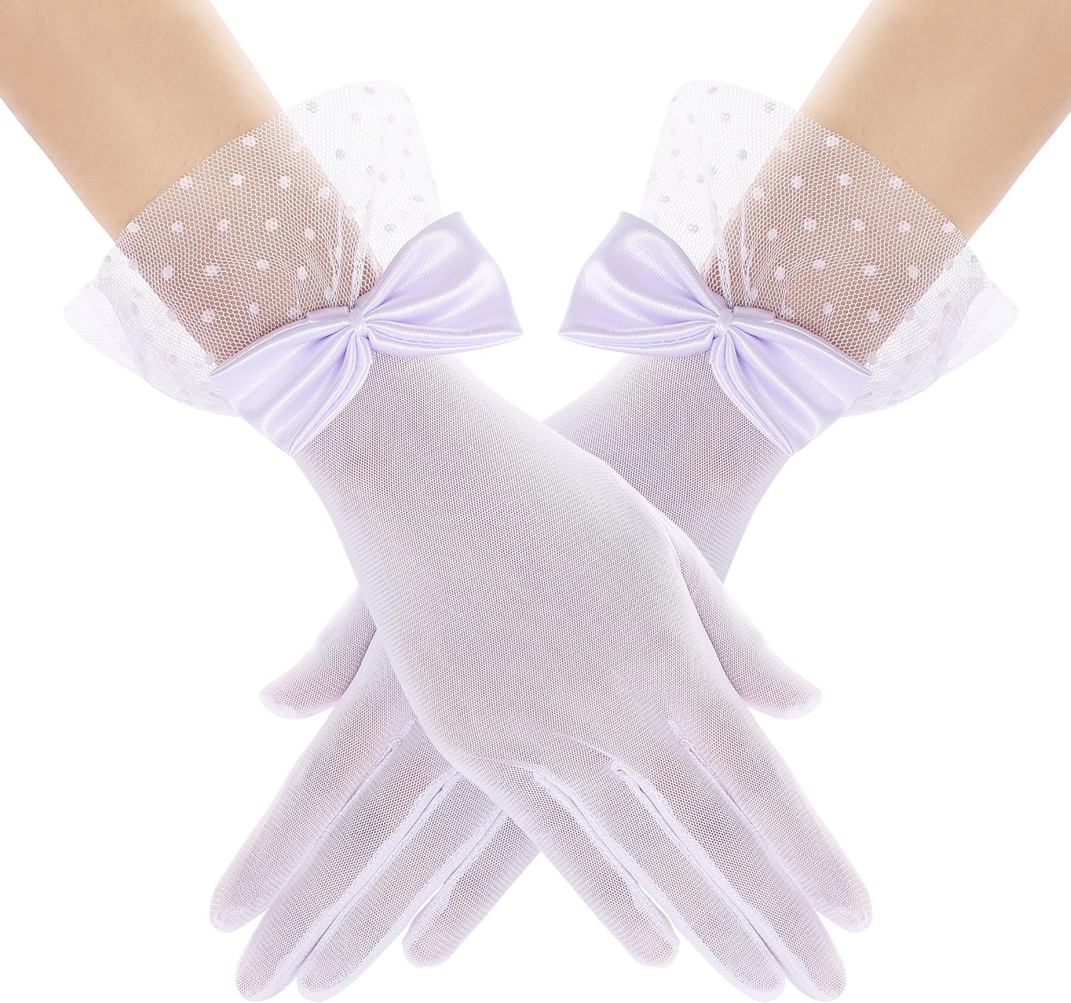 CAILDANL Lace Gloves for Women - Bow Short Prom Gloves Evening Elegant ...