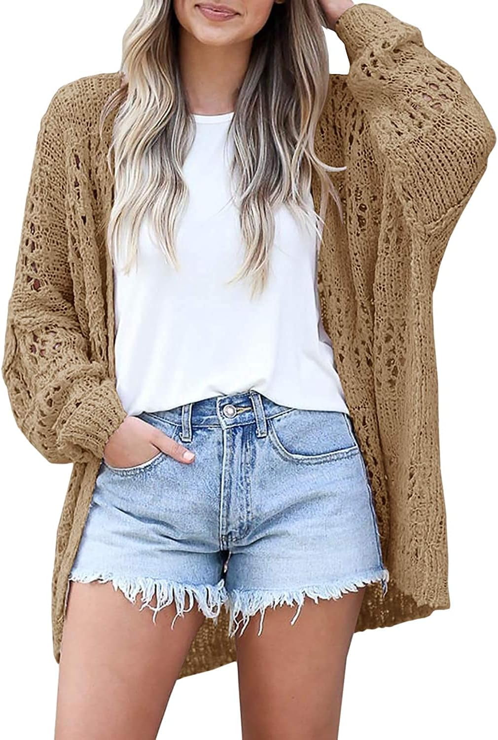 CAILDANL Lightweight Summer Cardigan for Women Spring Netted Crochet ...