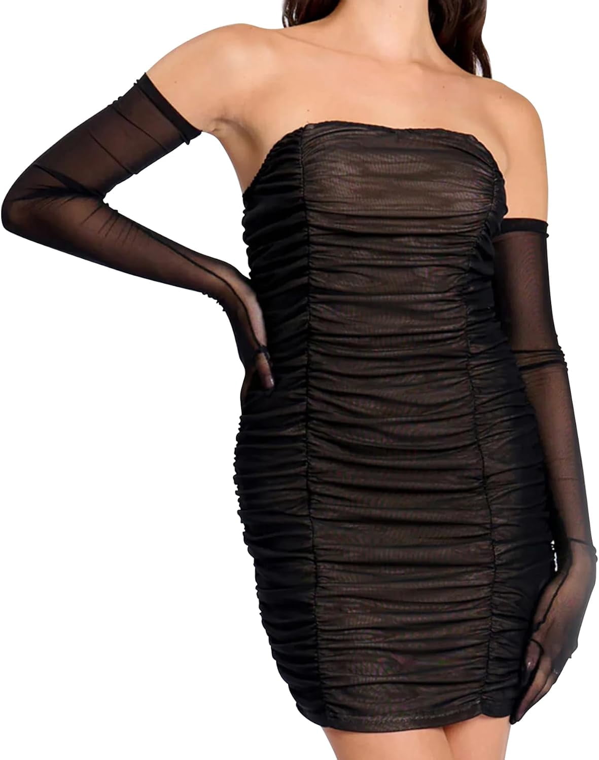 CAILDANL Long Black Opera Gloves for Women, 1920s Satin Stretchy Elbow ...
