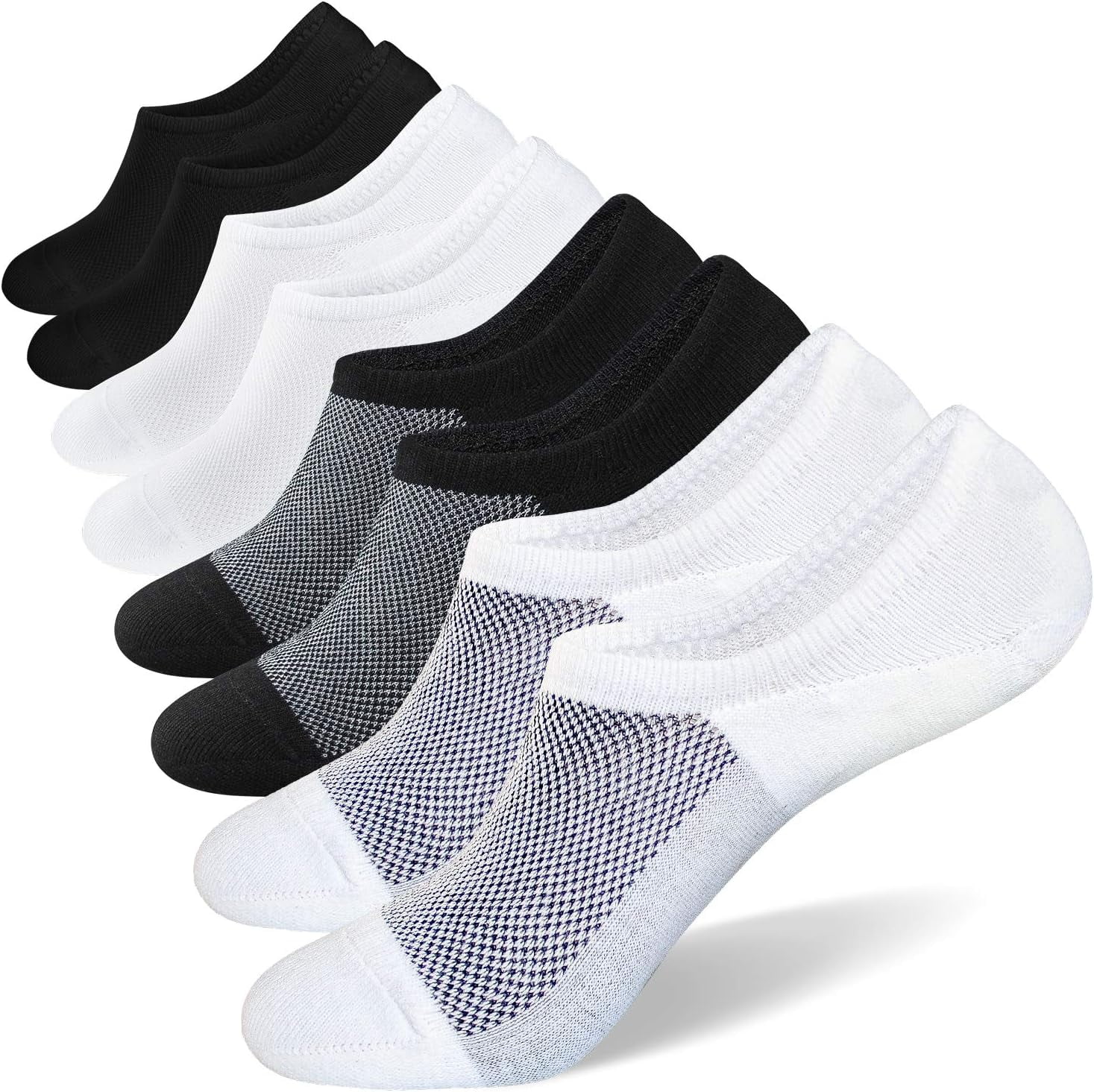 CAILDANL No Show Socks for Men 6/8 pack Cotton Thin Low Cut Non Slip ...