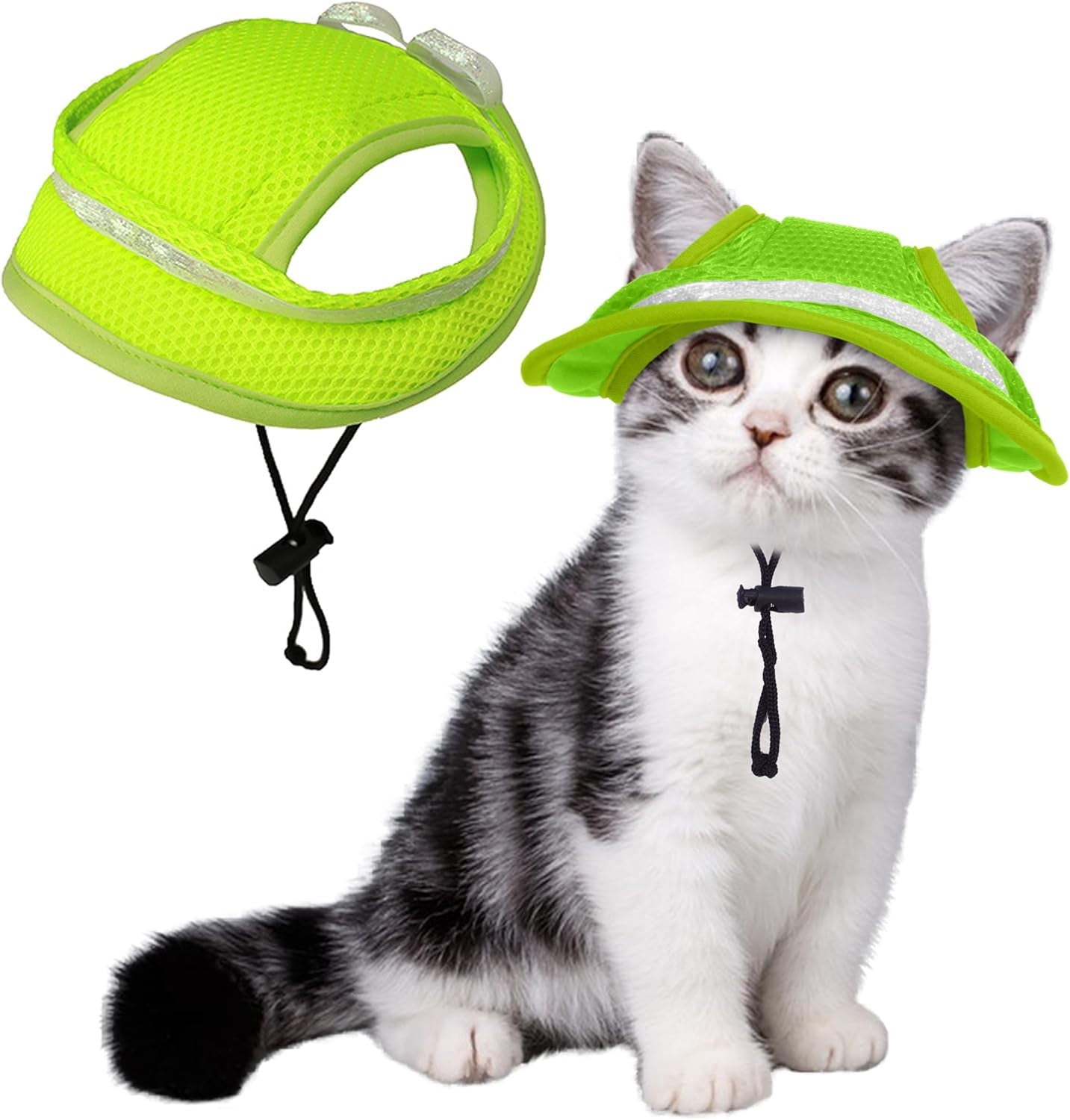 CAILDANL Pet Hat with Ear Holes, Adjustable String Cat Hats, Breathable ...