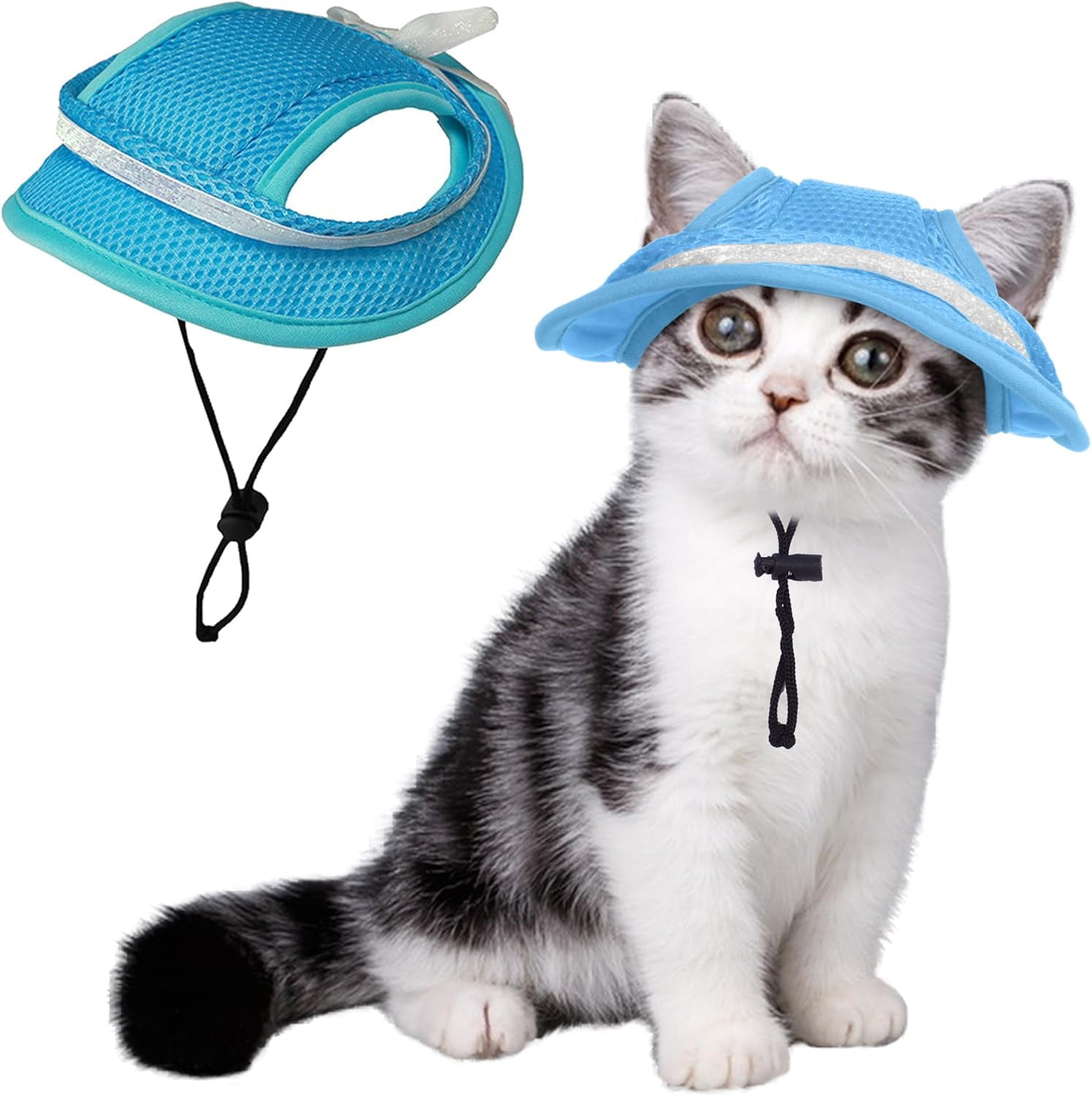 CAILDANL Pet Hat with Ear Holes, Adjustable String Cat Hats, Breathable ...