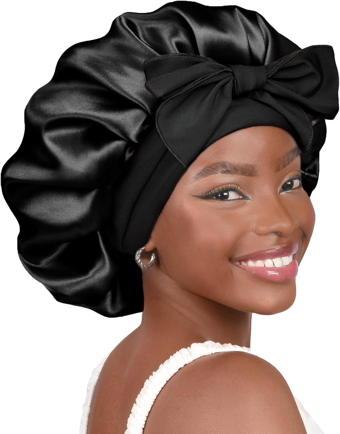 CAILDANL Satin Bonnet Silk Bonnet for Sleeping Double Layer Satin Lined ...