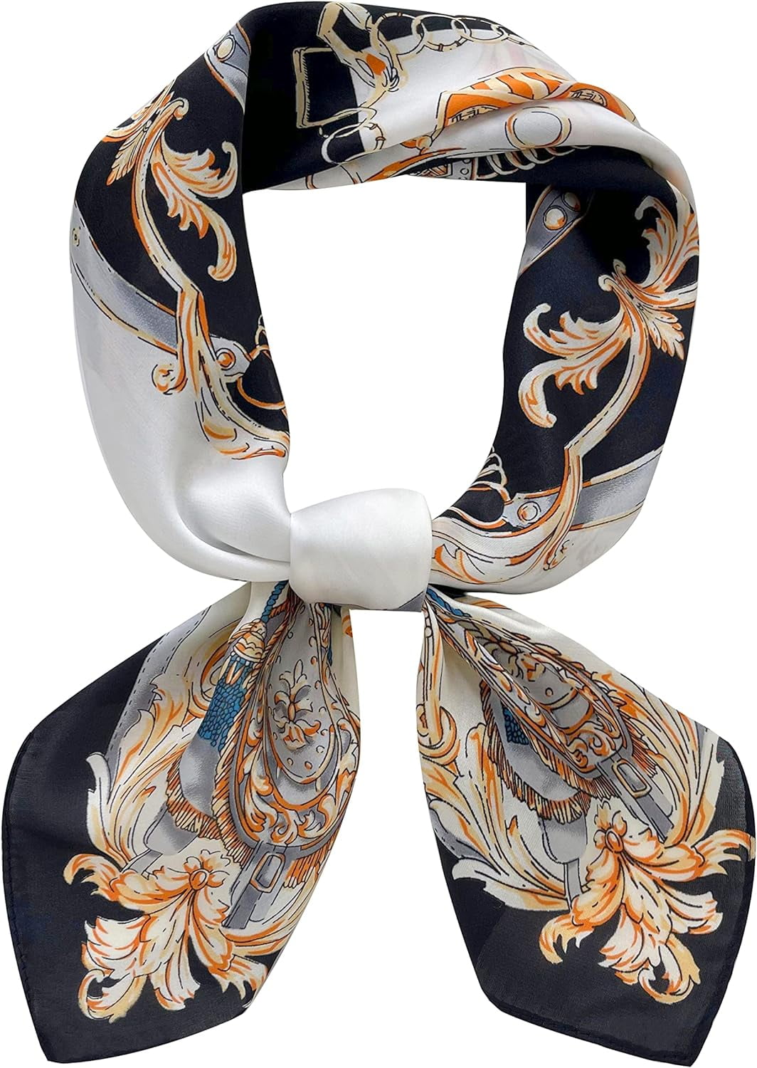 CAILDANL Silk Feeling Scarf Medium Square Satin Head Scarf for Women 27.5 × 27.5 inches ...