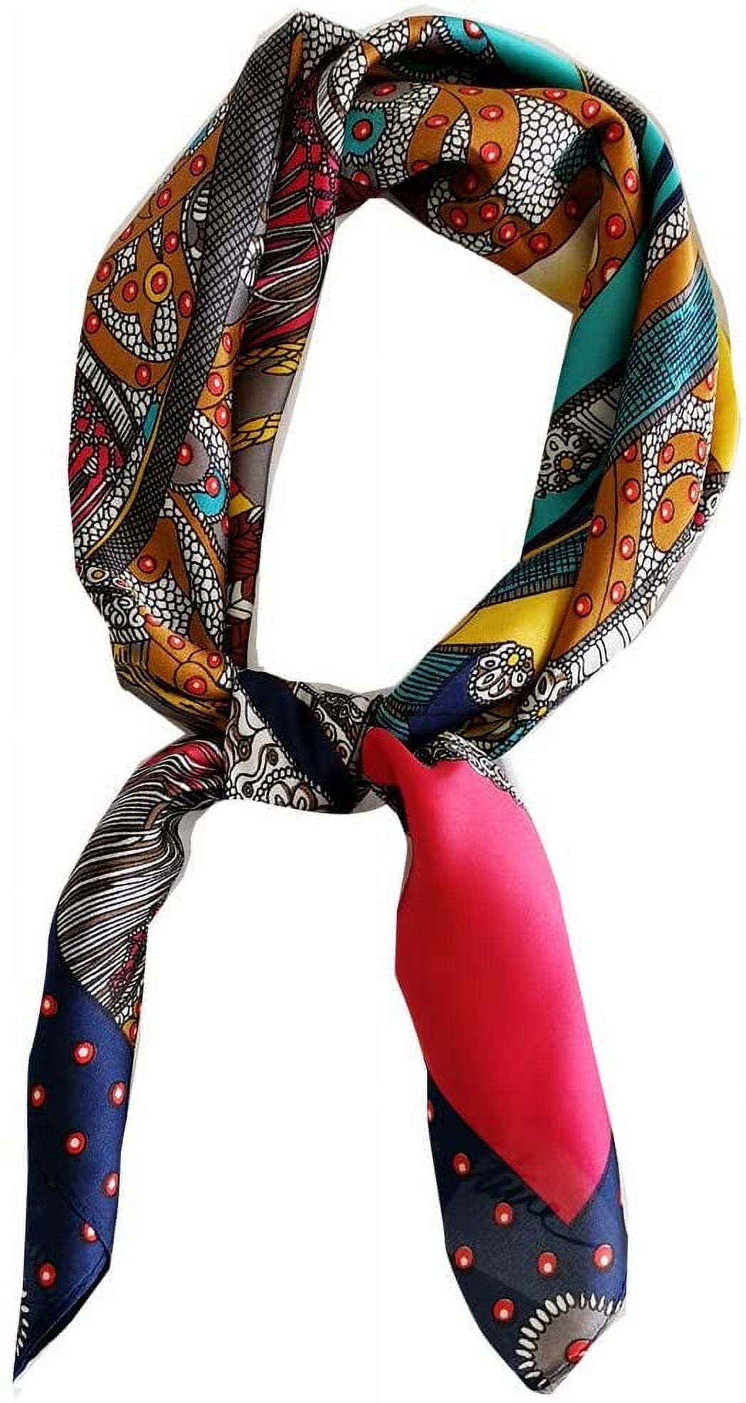 CAILDANL Silk Feeling Scarf Medium Square Satin Head Scarf for Women 27 ...