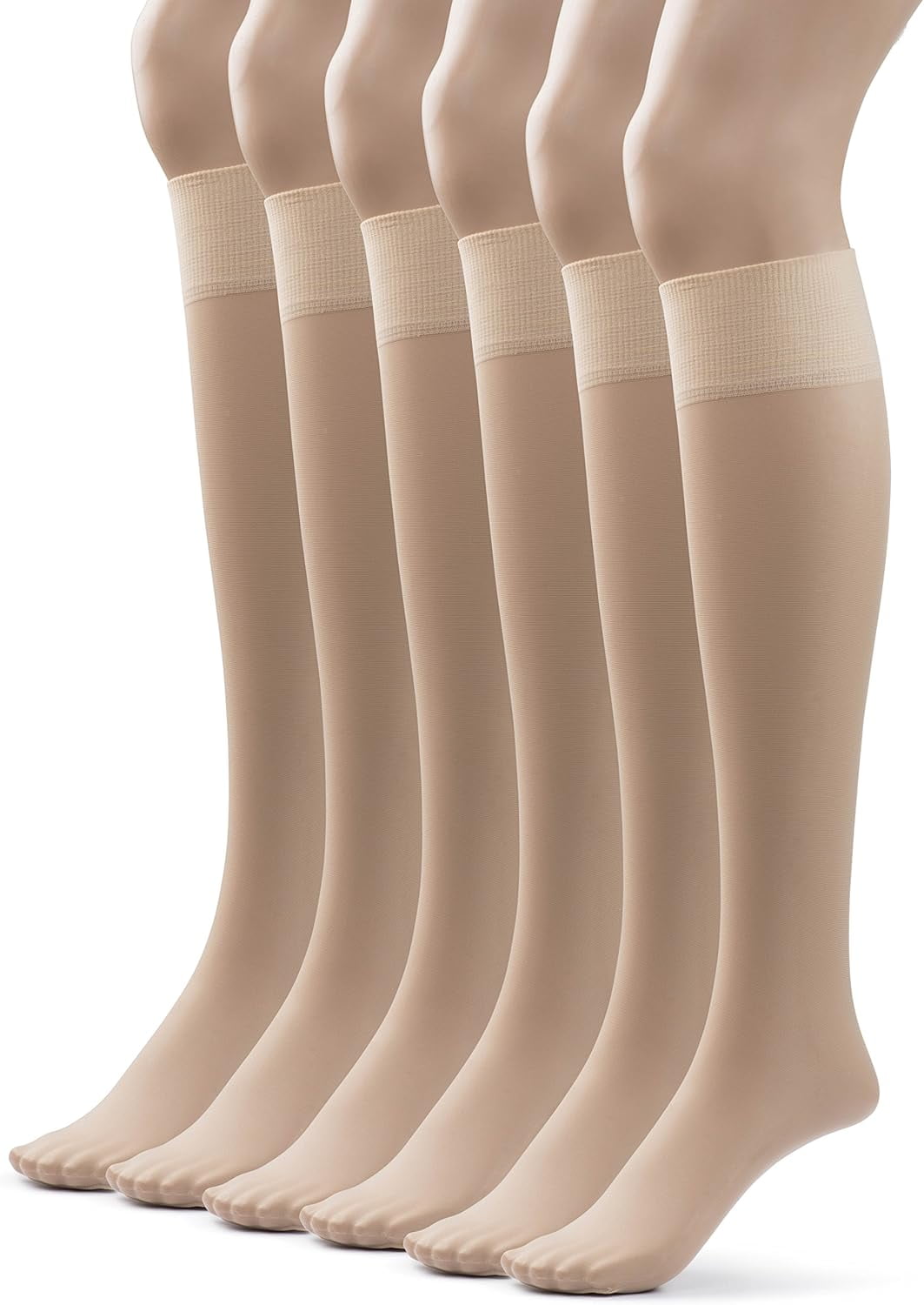 CAILDANL Silky Toes Sheer Knee High Stockings for Women, 6 Pairs Nylon ...