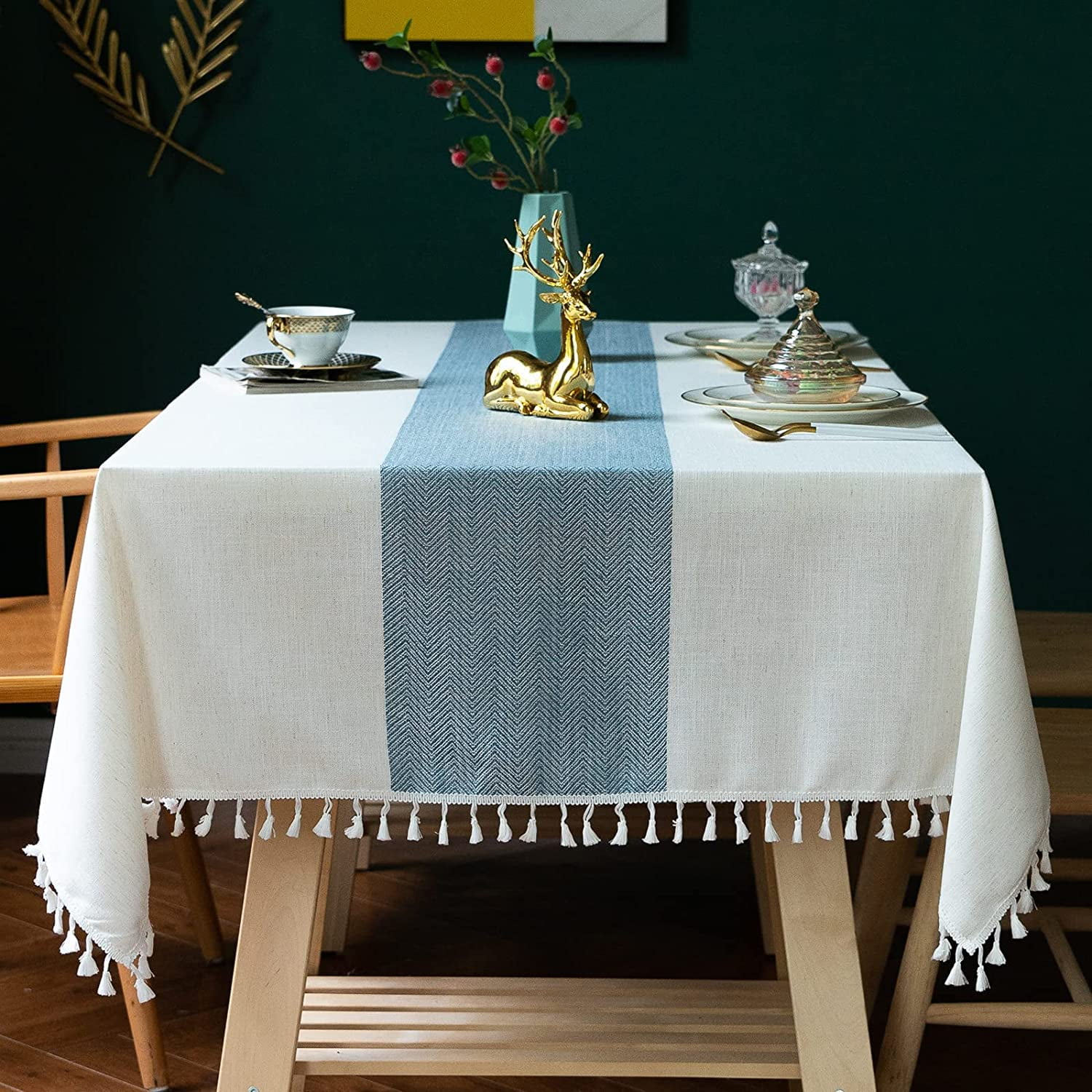 CAILDANL Tablecloths for Rectangle Tables, Cotton Linen Table Cloth ...